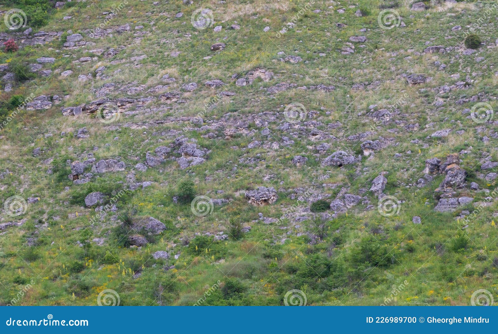 Landscape of a Hill Made of Rocks with Grass among Stock Photo - Image ...