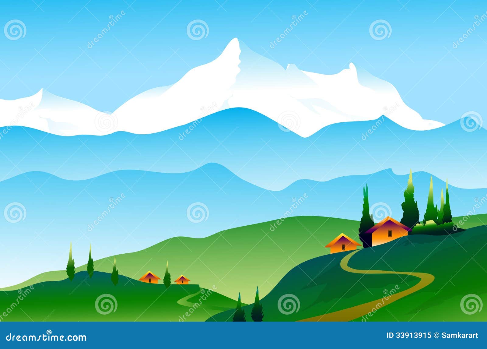 Landscape of Himalayas stock vector. Illustration of ecoregion - 33913915
