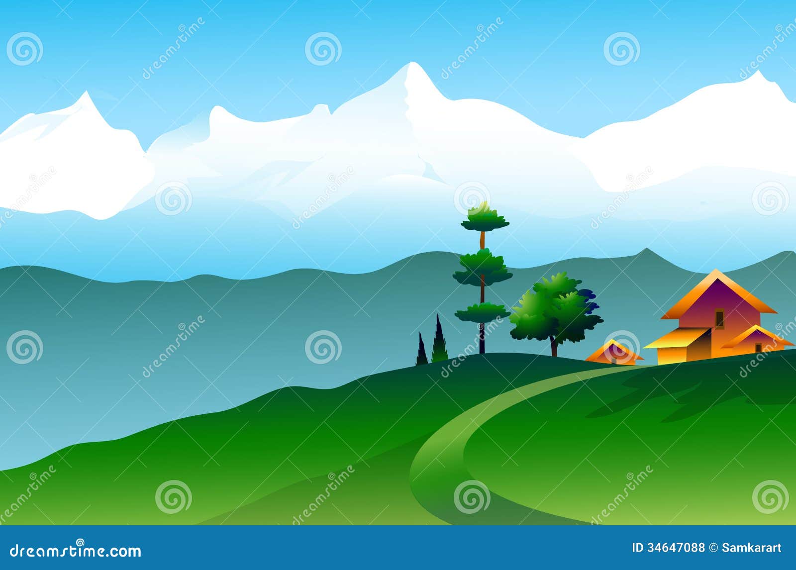 Landscape of Himalayas - Vector Illustration Stock Vector ...