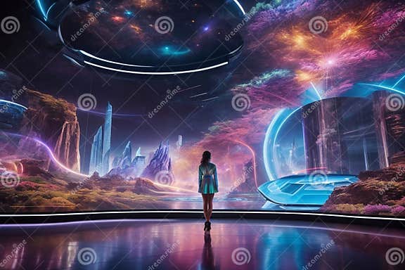 Landscape With Holographic Displays And Interactive Interfaces