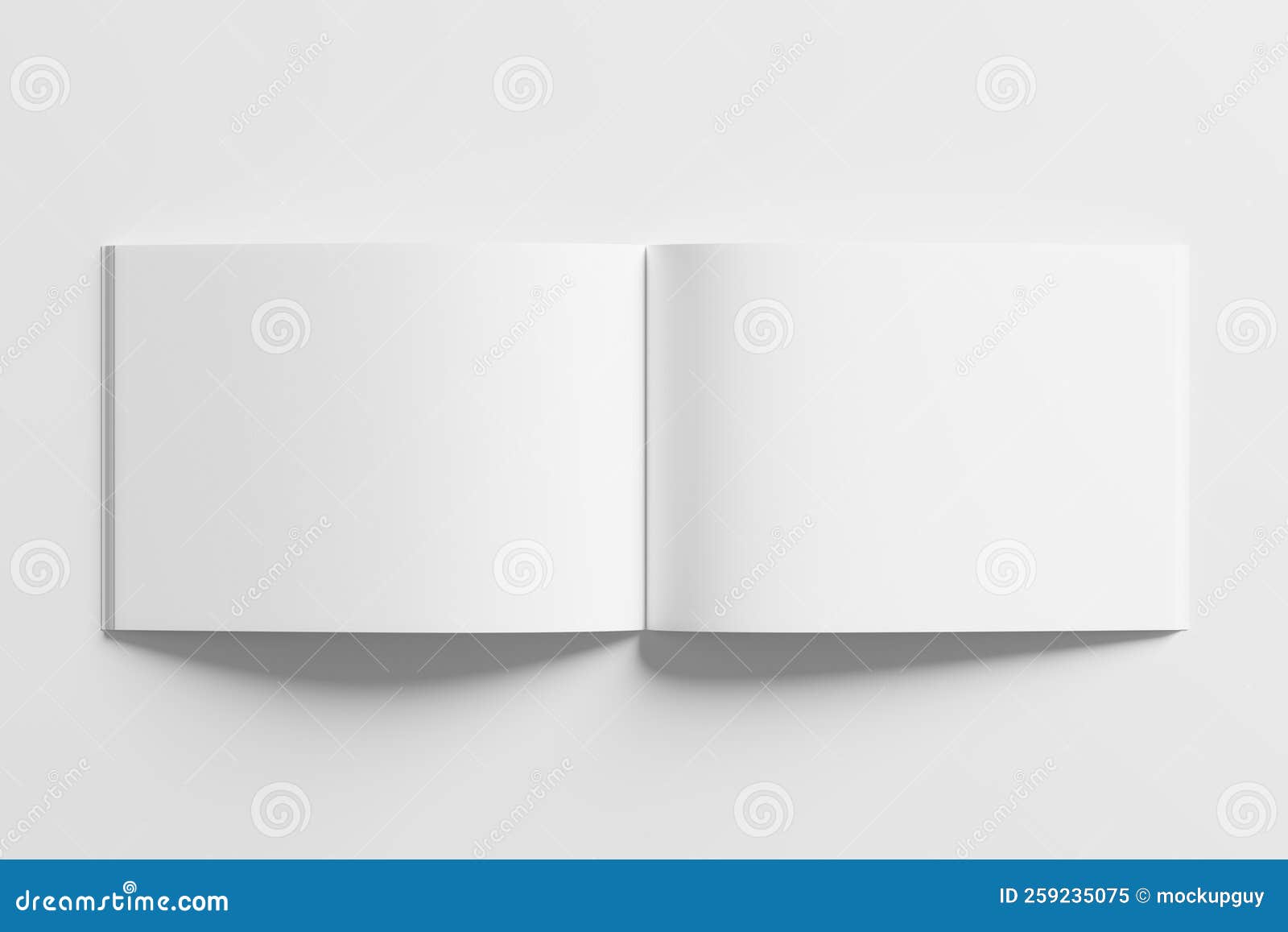 A4 Landscape Horizontal Magazine Brochure 3D Rendering White Blank ...