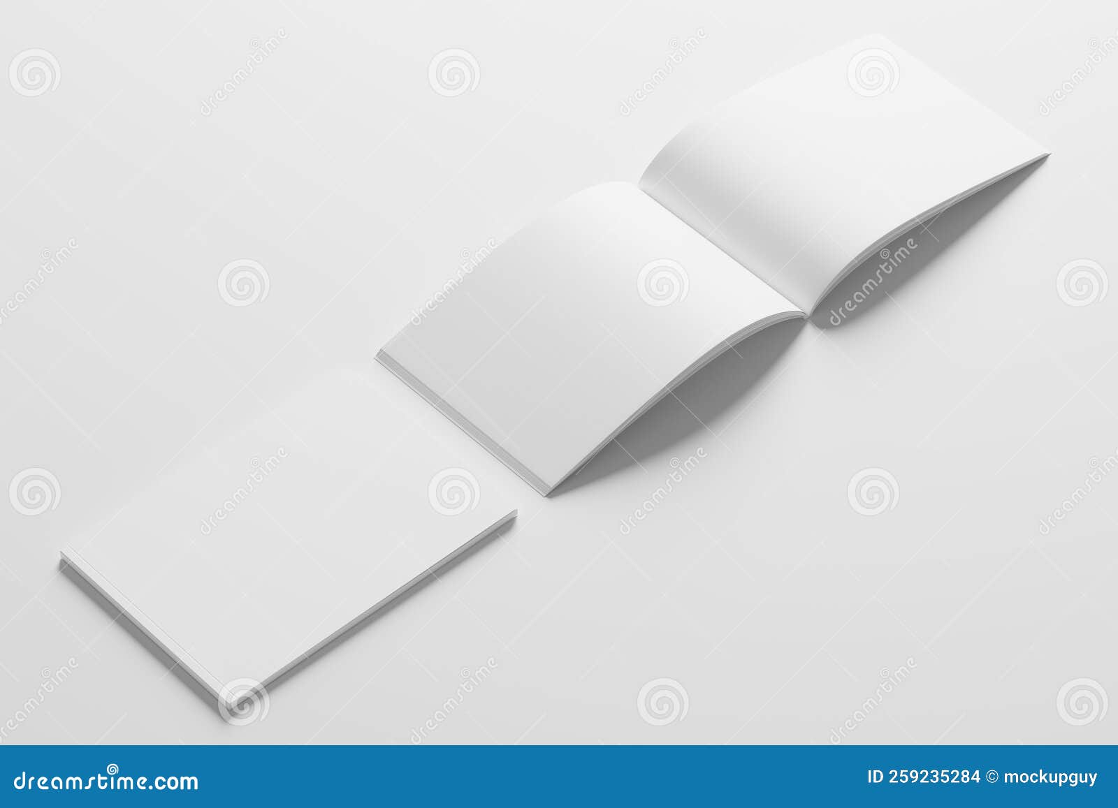 A4 Landscape Horizontal Magazine Brochure 3D Rendering White Blank ...