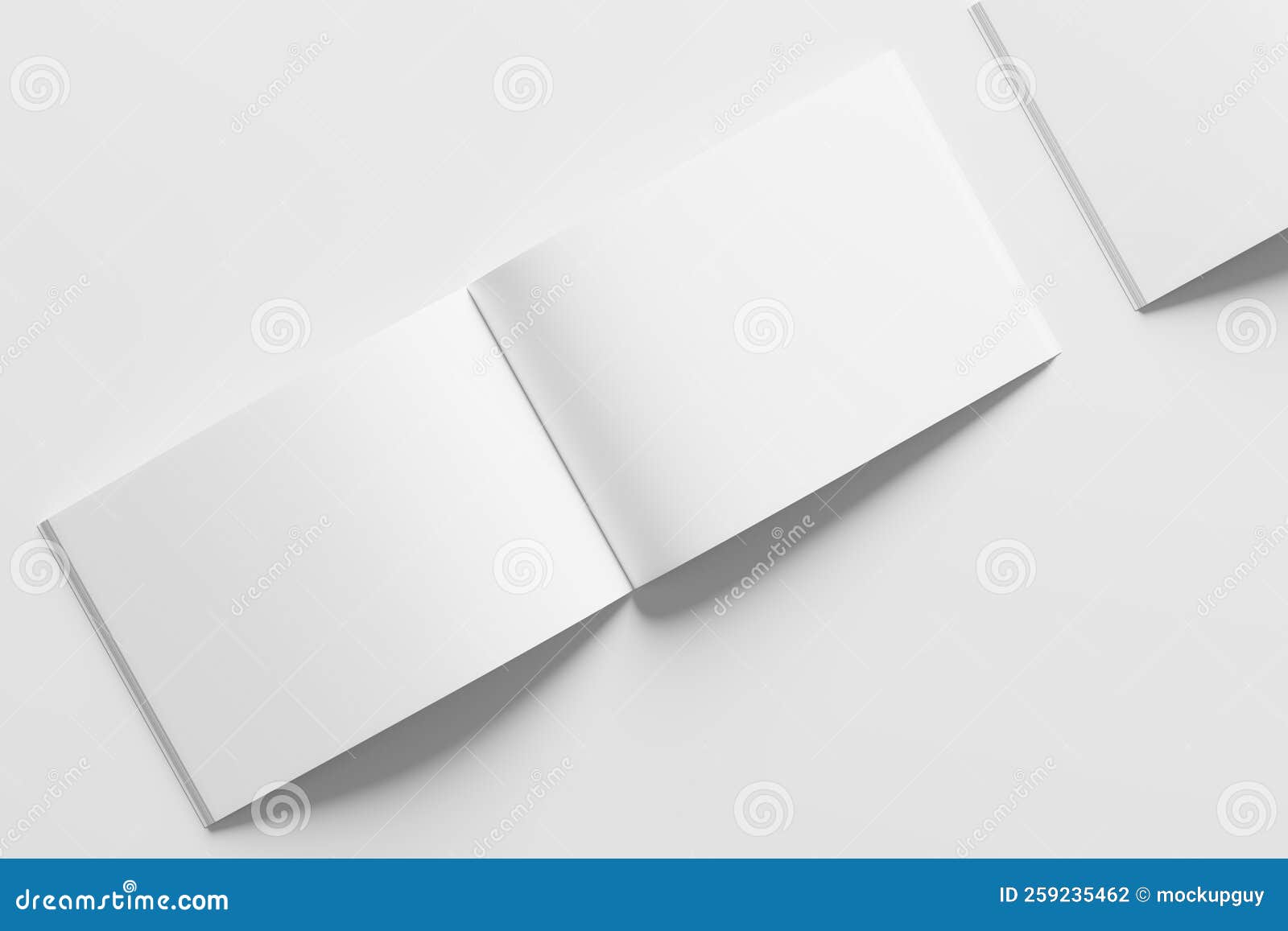A4 Landscape Horizontal Magazine Brochure 3D Rendering White Blank ...