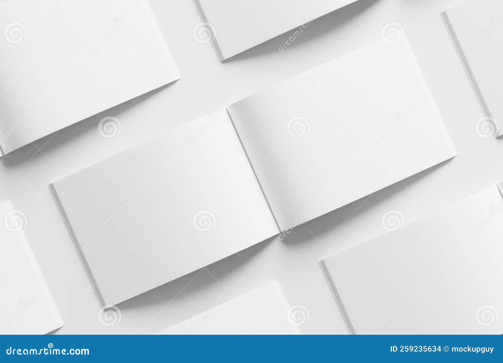 A4 Landscape Horizontal Magazine Brochure 3D Rendering White Blank ...