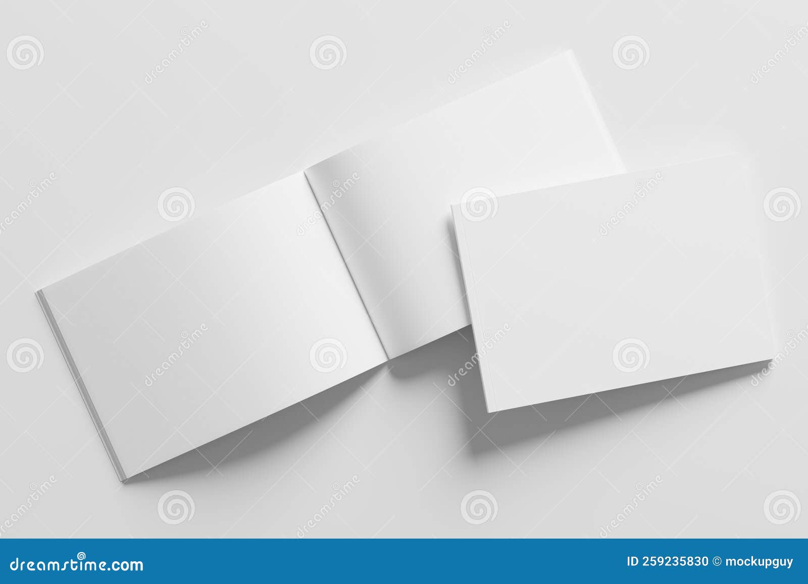 A4 Landscape Horizontal Magazine Brochure 3D Rendering White Blank ...