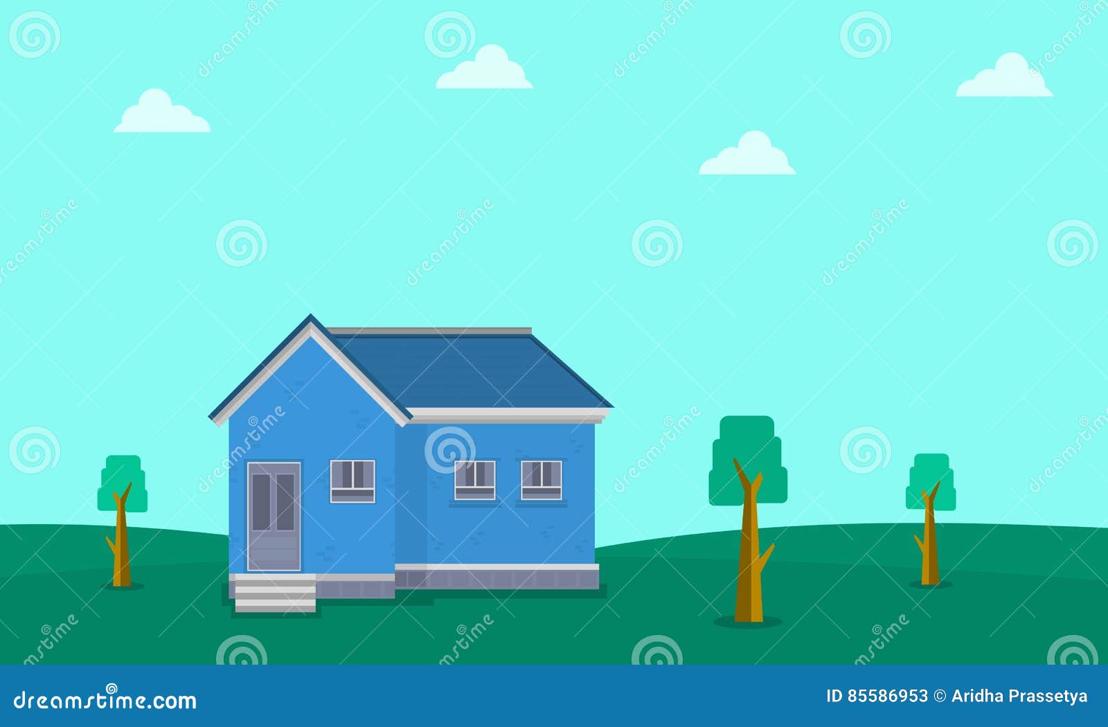 Landscape of house on hill stock vector. Illustration of collection ...