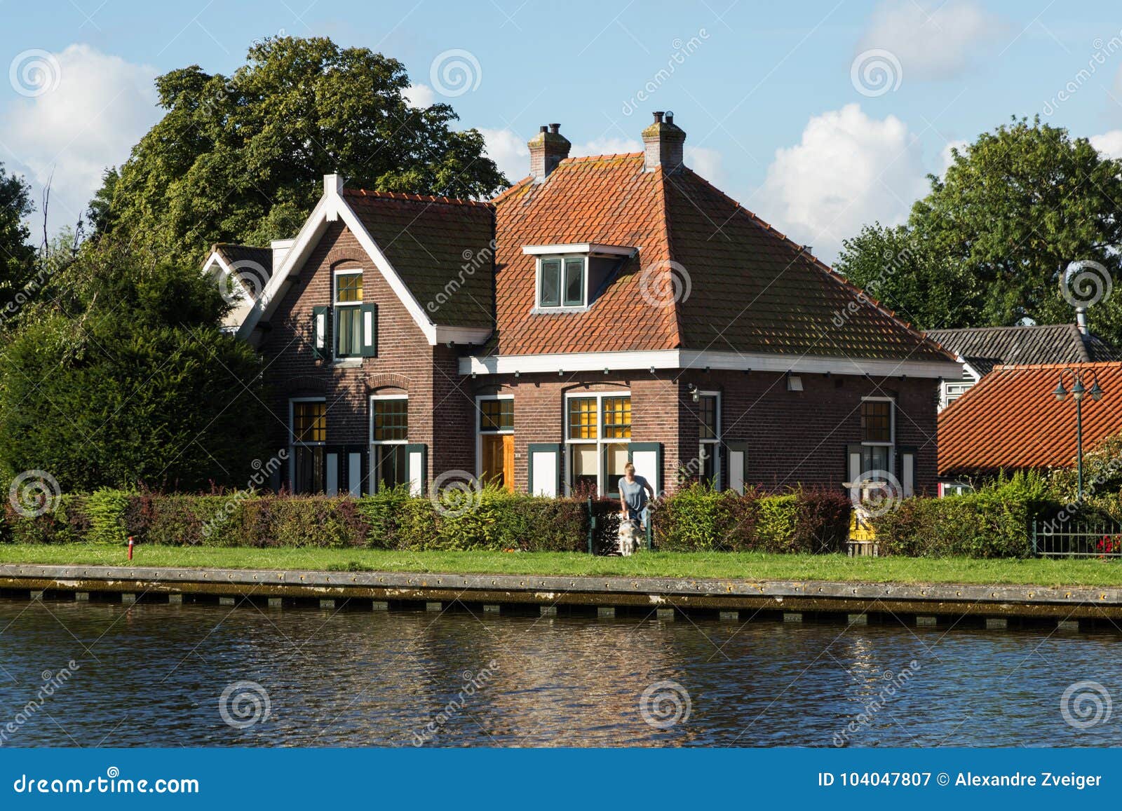 Dutch Typical Houses by the River Bank Stock Image - Image of city ...