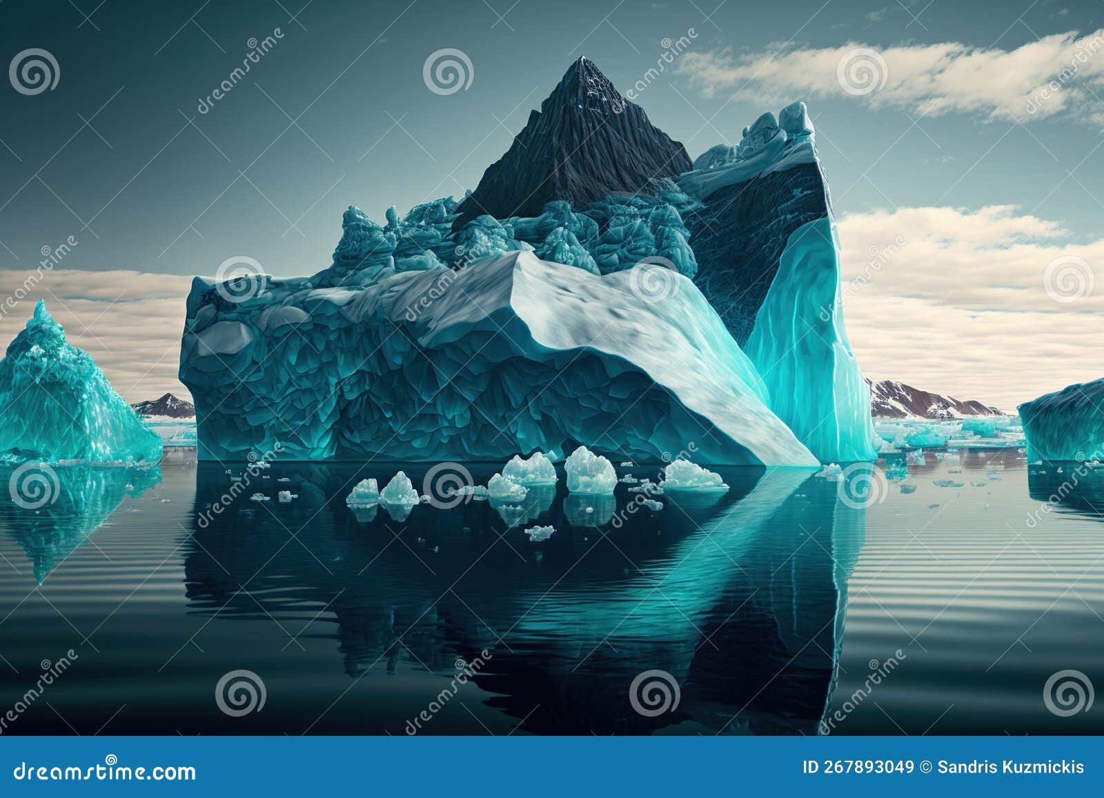 Landscape with Iceberg. Generative AI Stock Illustration - Illustration ...