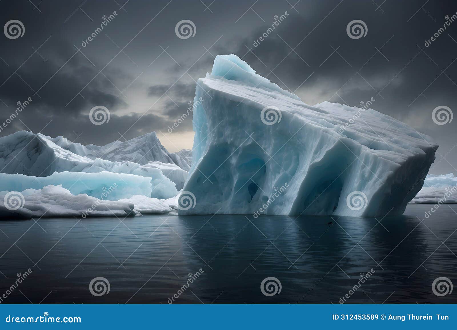 A Landscape of an Iceberg Melting Stock Image - Image of melt, water ...