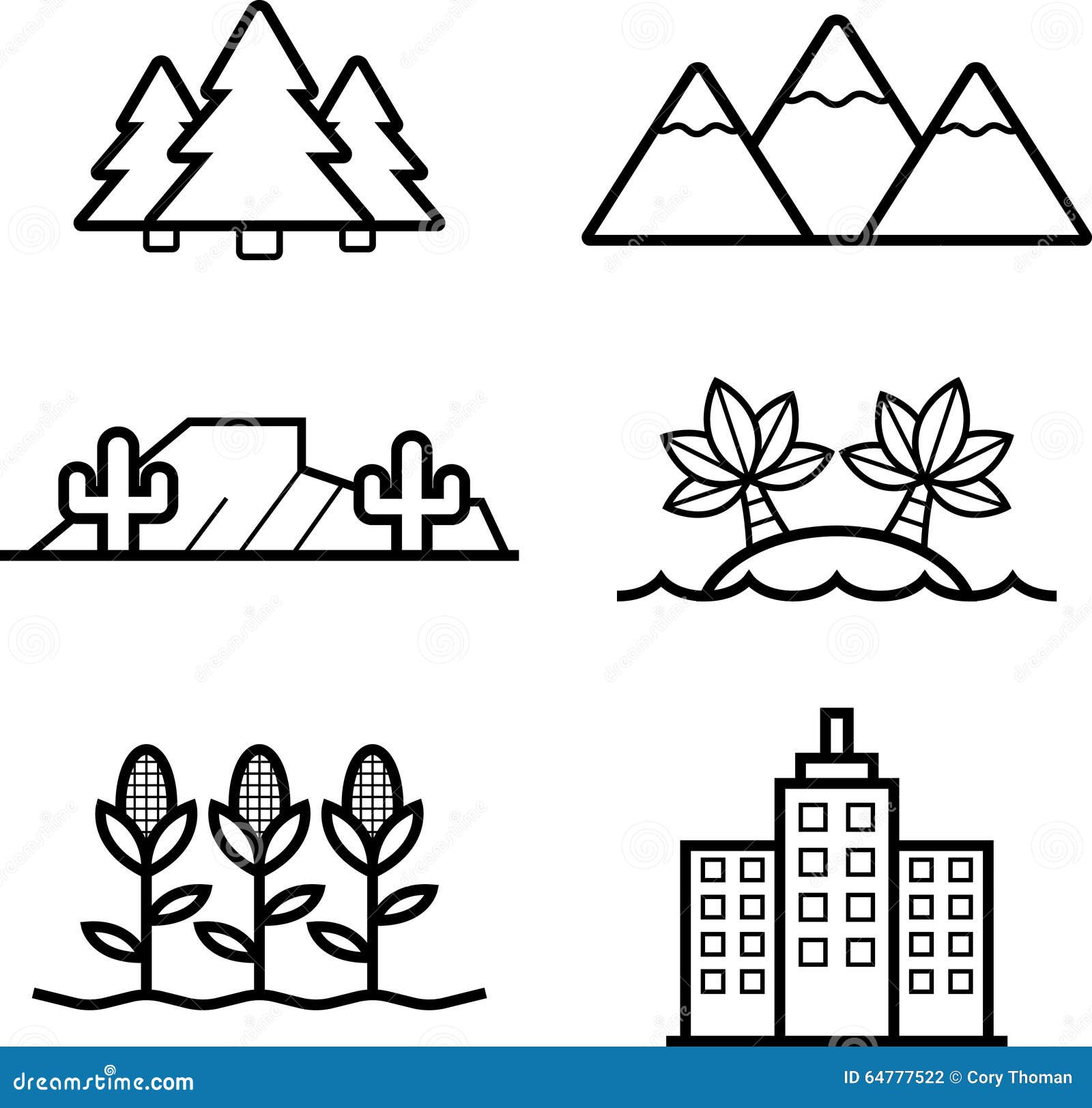 Landscape Icon Designs stock vector. Illustration of trees - 64777522
