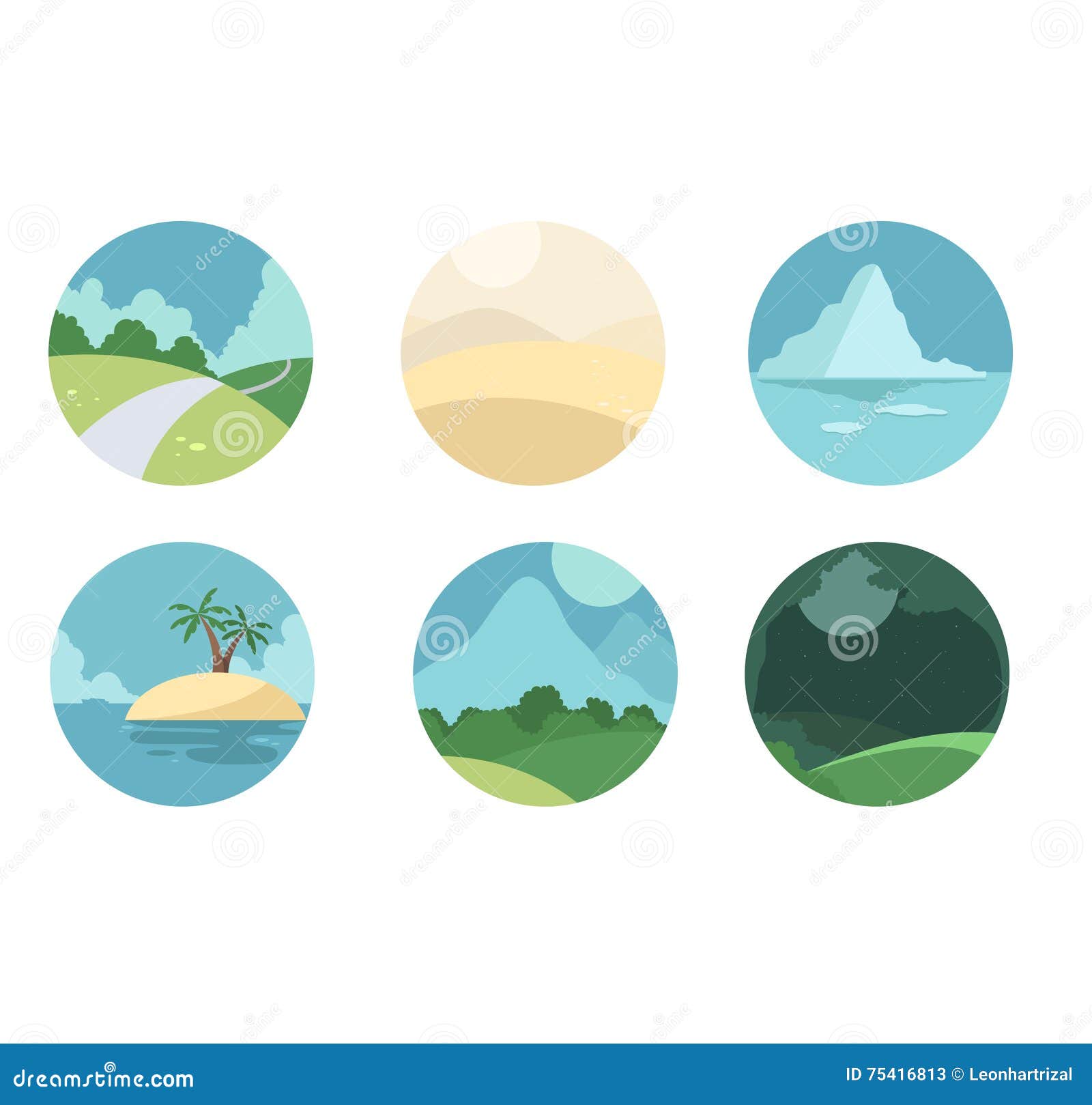 Landscape icon stock vector. Illustration of sunny, road - 75416813