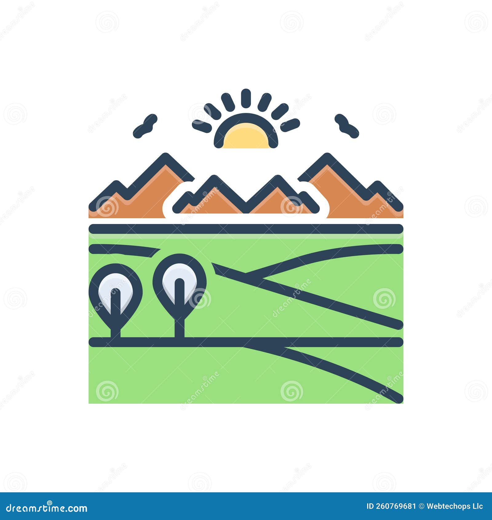 Color Illustration Icon for Landscape, Scenery and Land Stock Vector ...