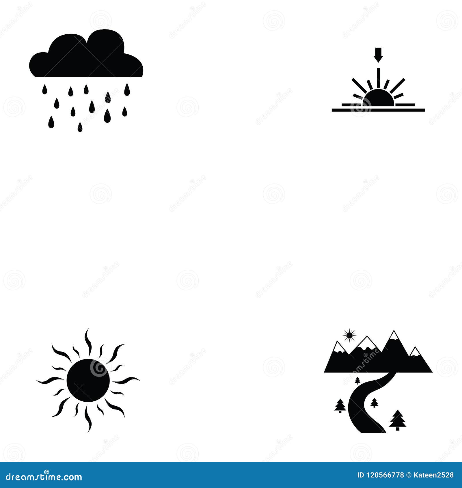 Landscape icon set stock vector. Illustration of hill - 120566778
