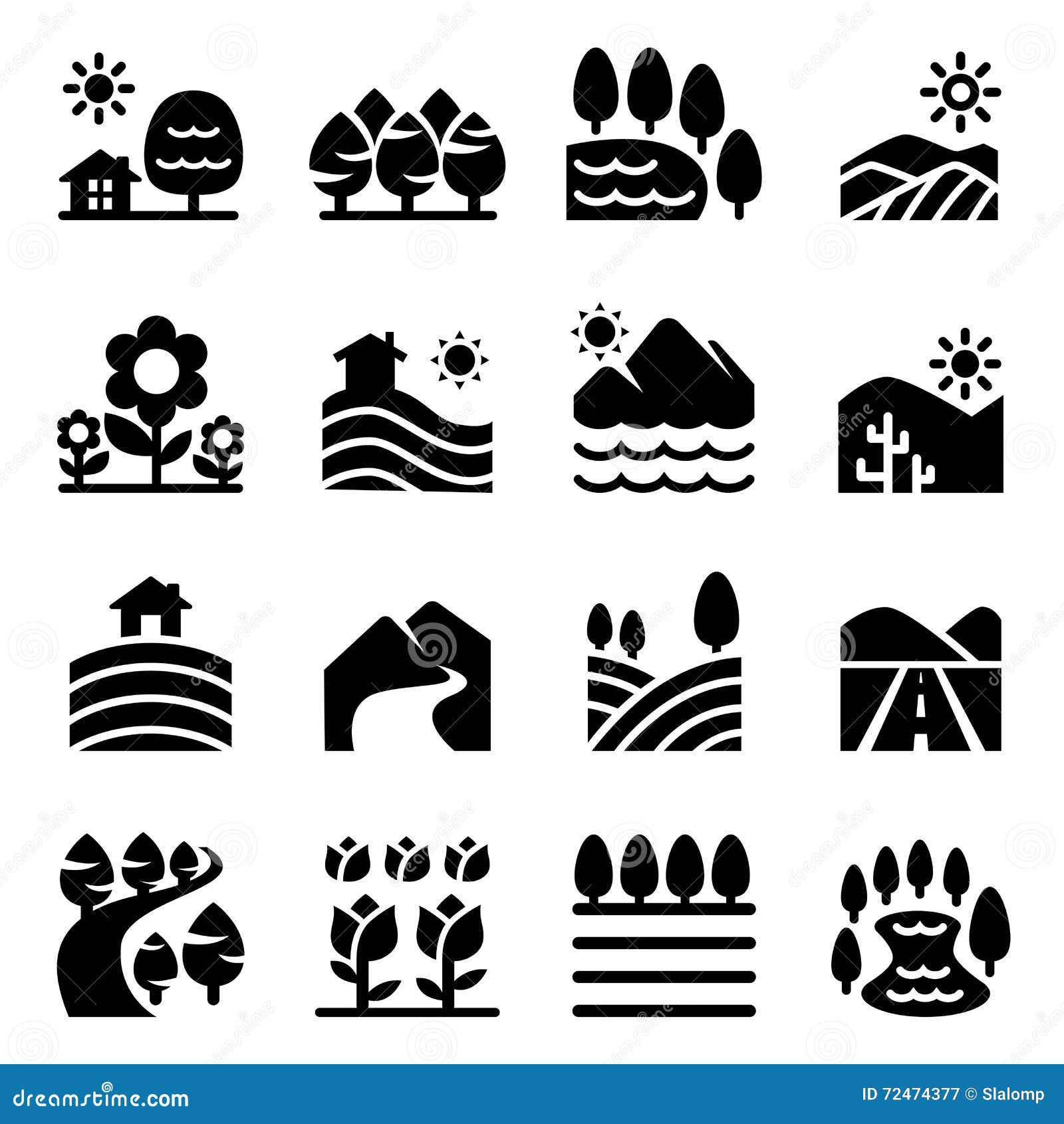 Landscape icon stock illustration. Illustration of mountain - 72474377