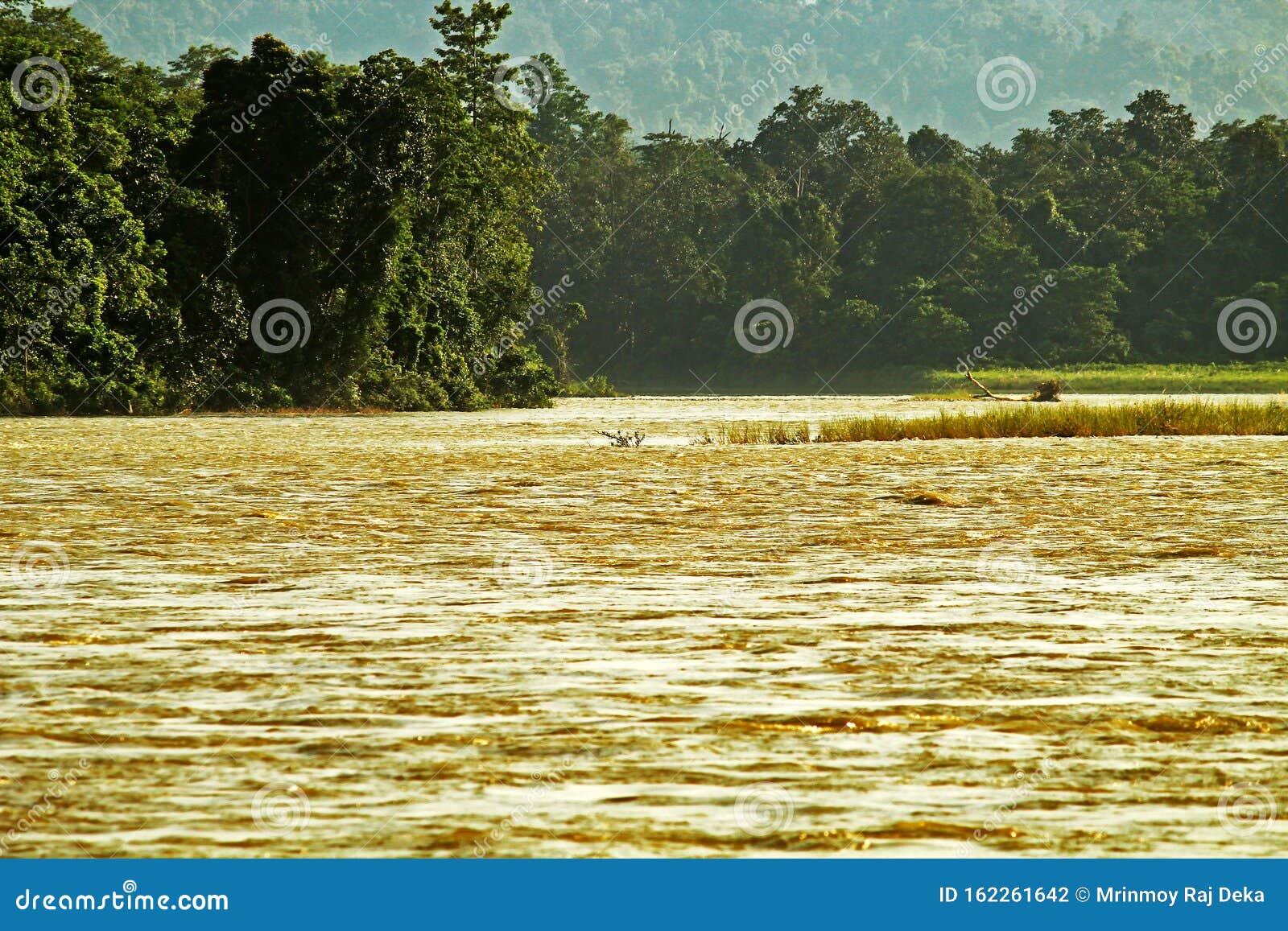 Landscape Image with Mountains, Trees and a River in Front. Beautiful ...
