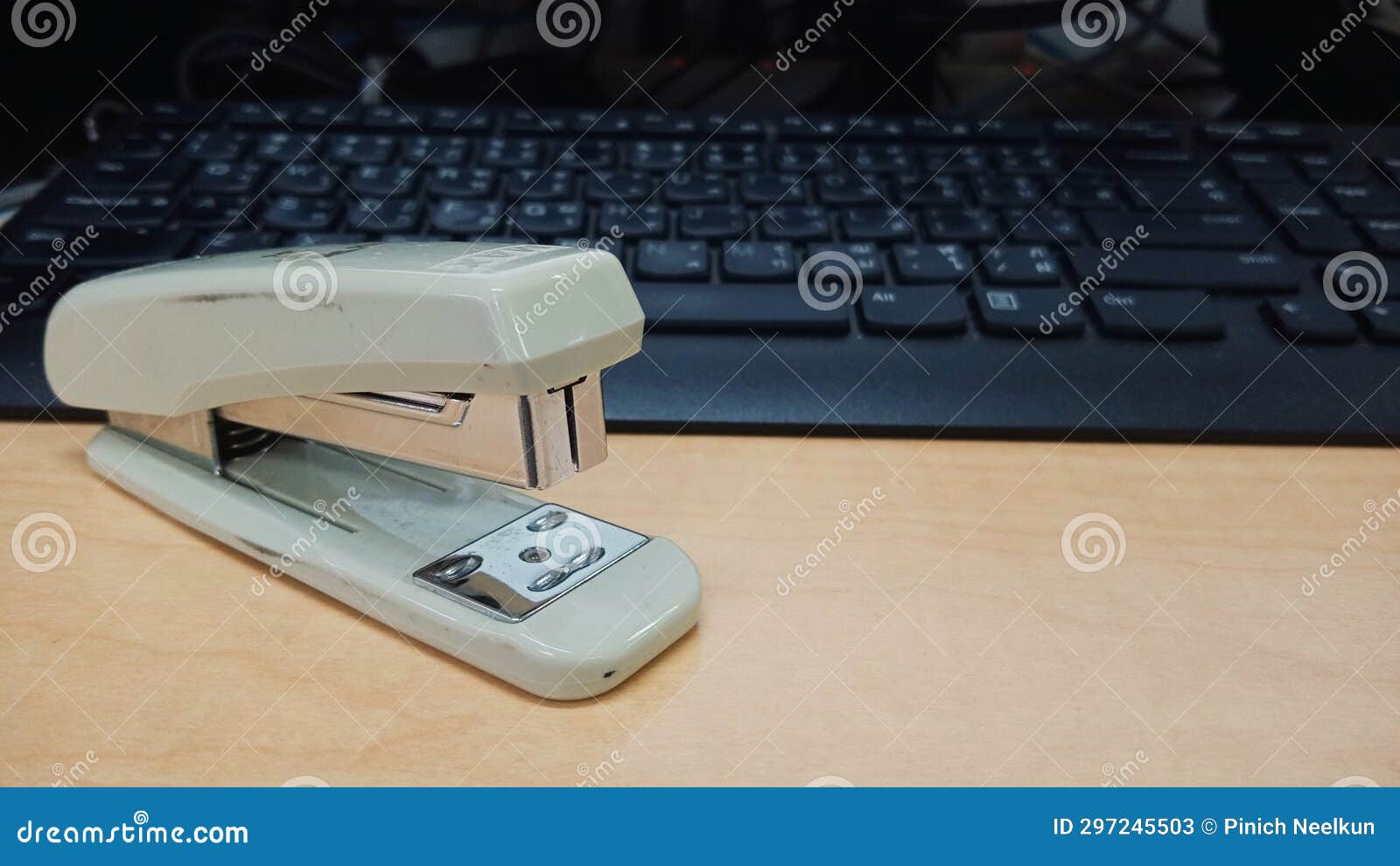 16:9 Landscape Image, Stapler on Table Next To Keyboard. Stock Image ...