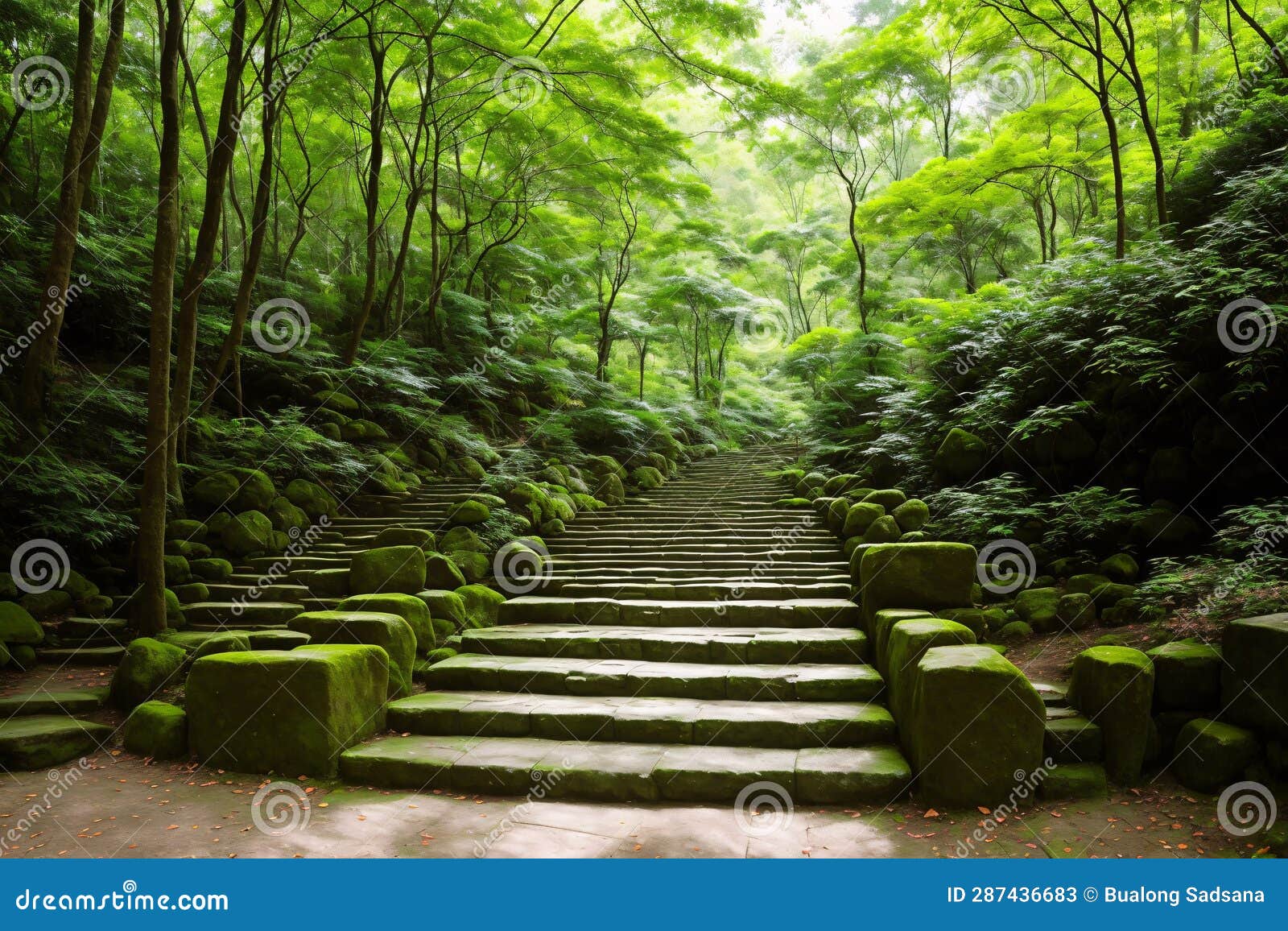 The Stone Steps are in a Forest. Stock Illustration - Illustration of ...