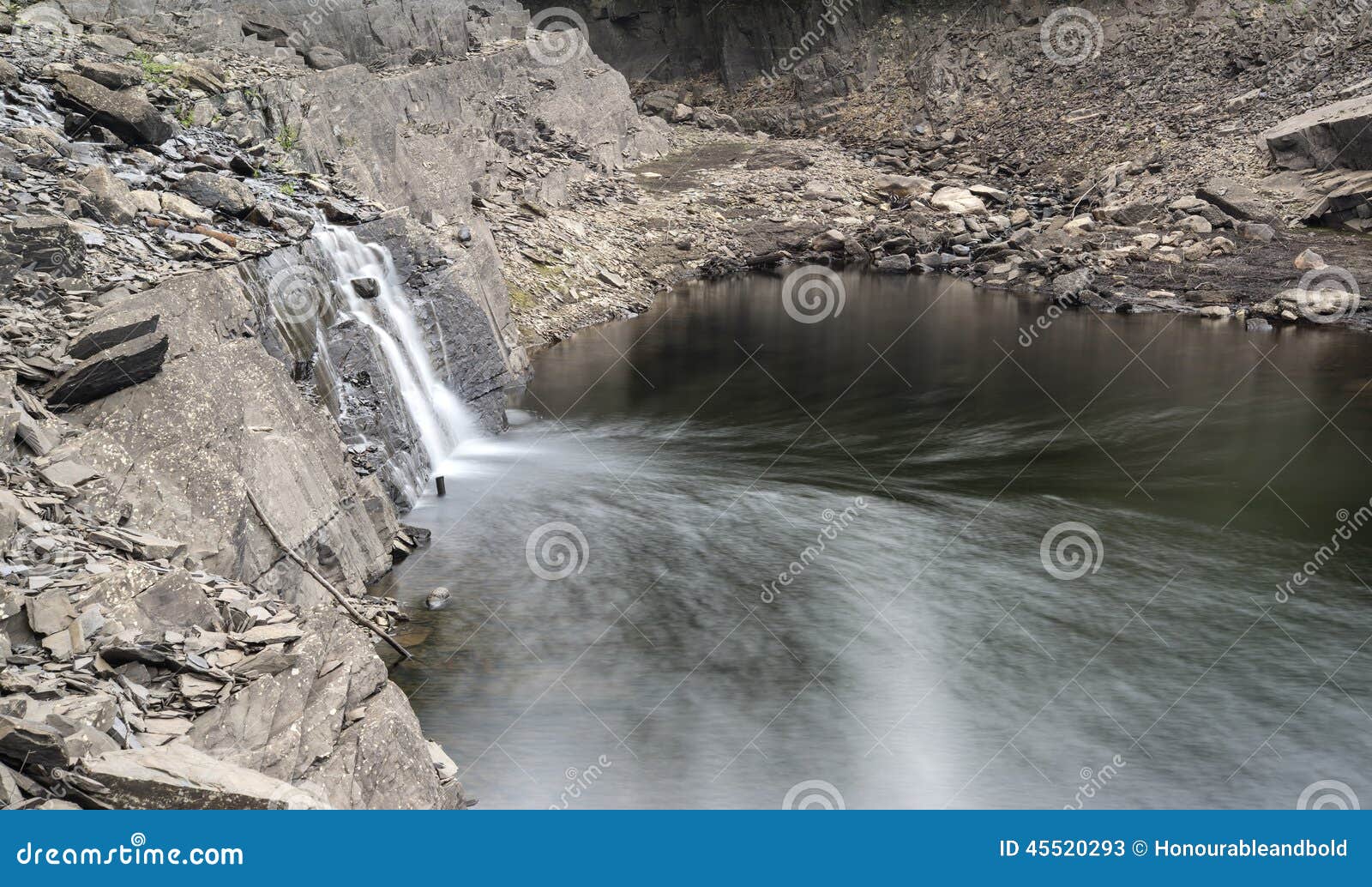 Landscape Image of Waterfall Flowing into Abandoned Quarry Stock Image ...