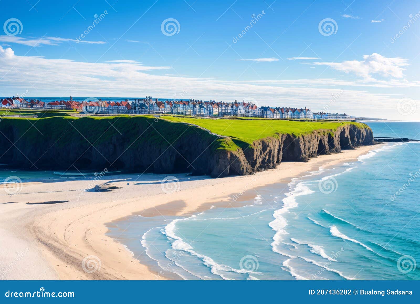 The Beach is Called Whitley Bay. Stock Illustration - Illustration of ...