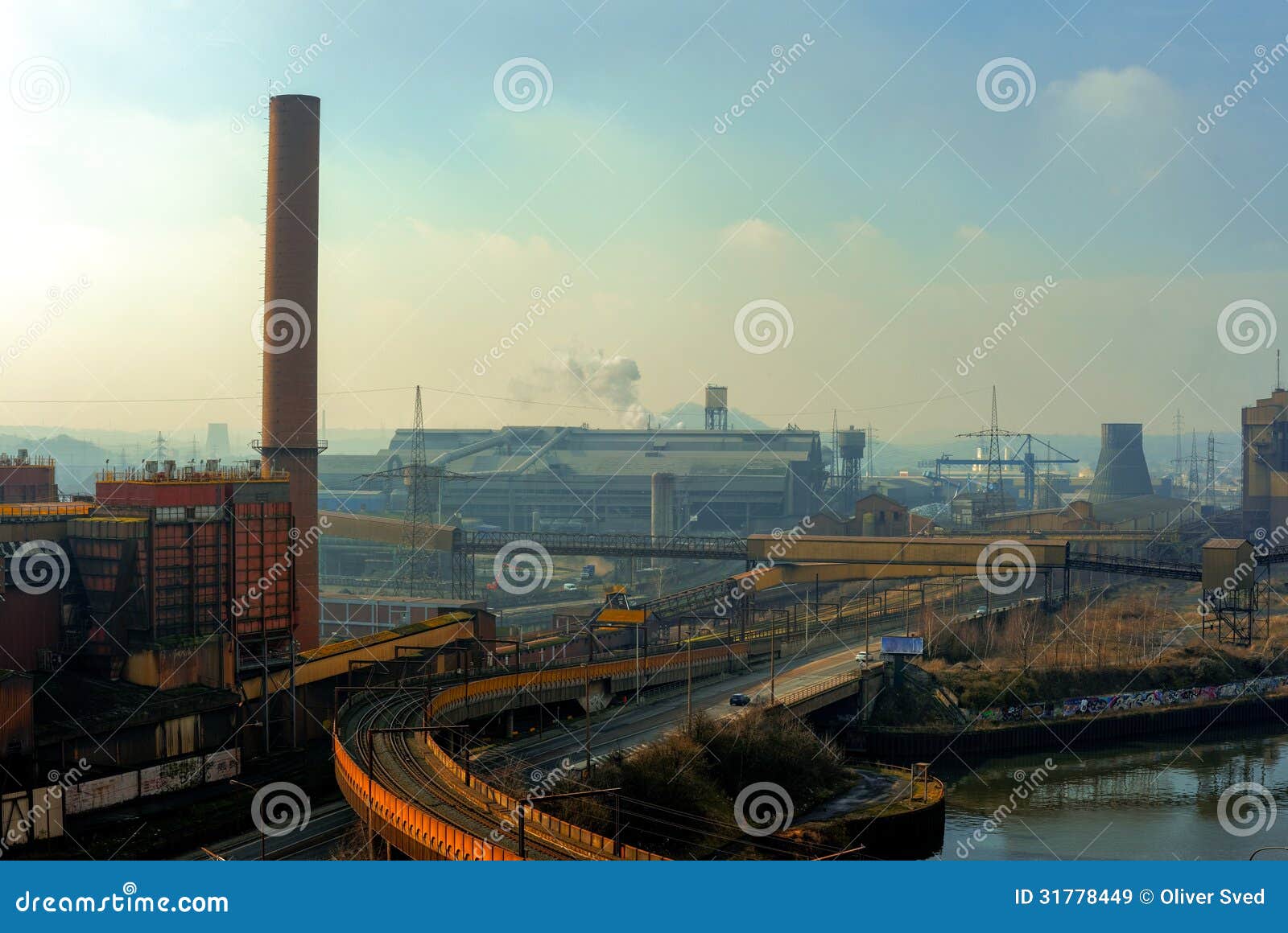 Landscape with Industrial Architecture Stock Image - Image of building ...