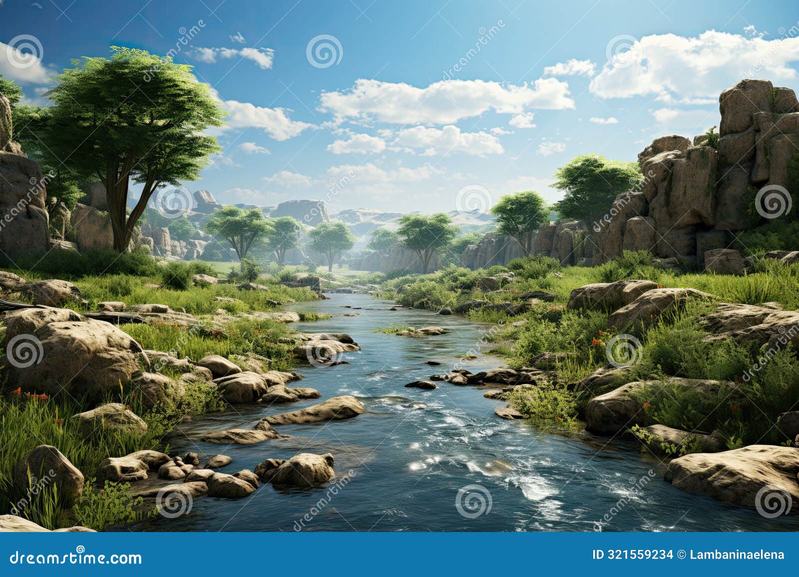 Landscape of Iraq. River with a Forest on Either Side. Generative AI ...