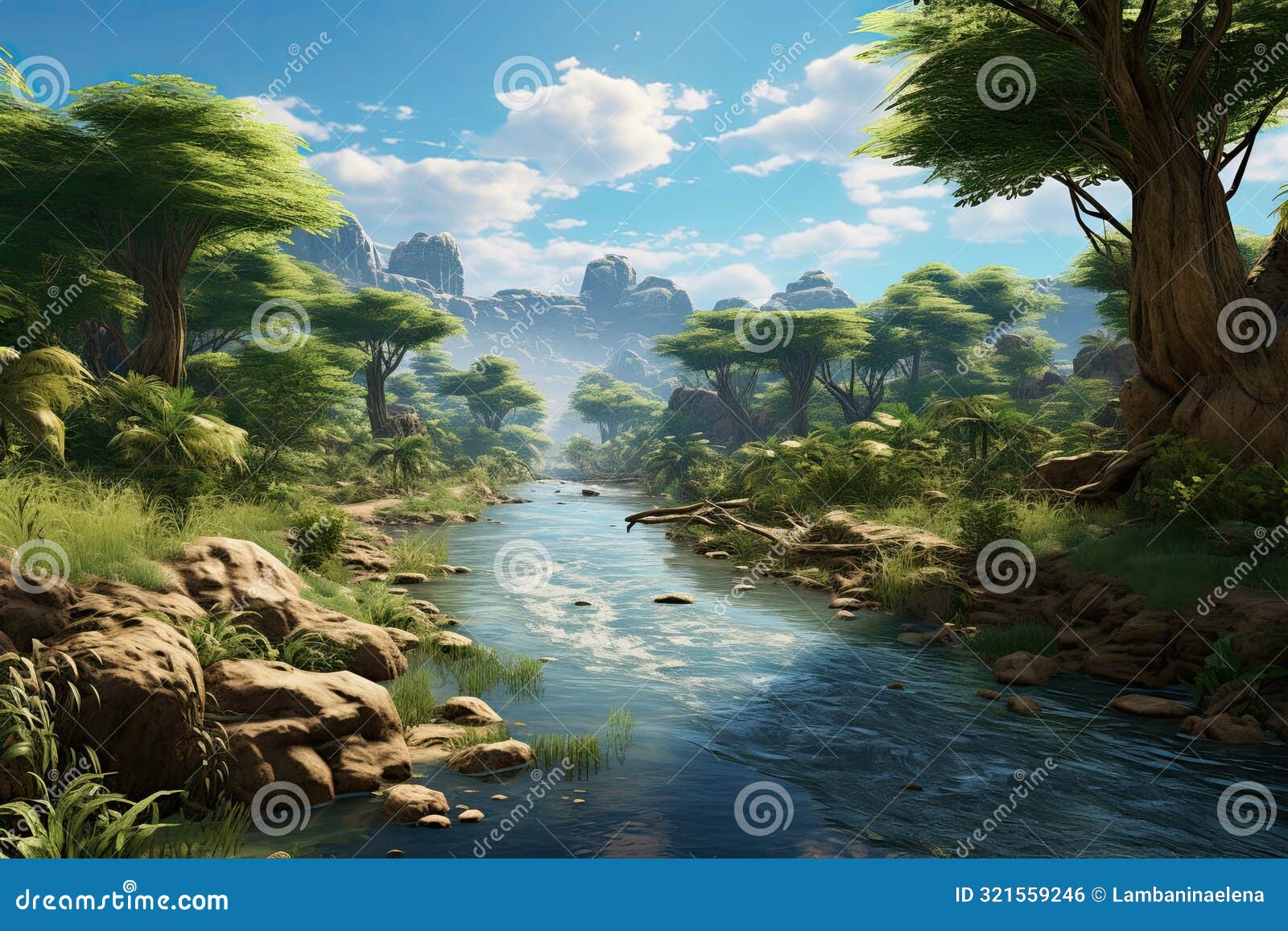 Landscape of Iraq. River with a Forest on Either Side. Generative AI ...