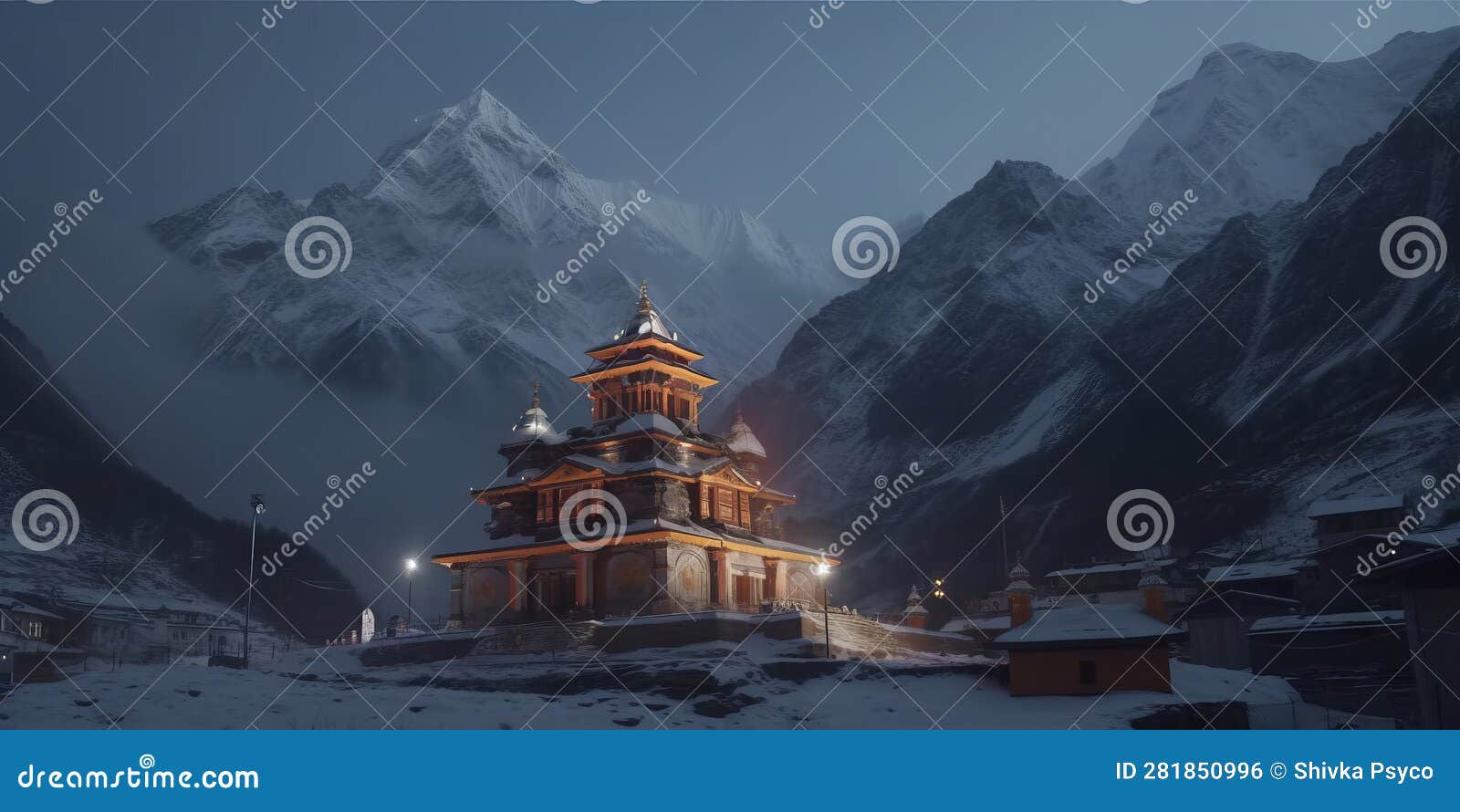 Landscape of Kedarnath Hindu Architecture Shiv Mandir Stock ...