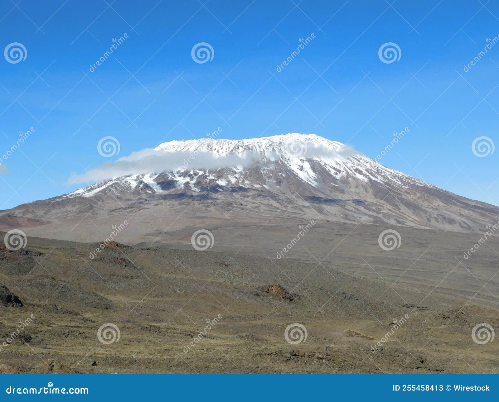 Landscape of the Kibo Volcanic Cone of Mount Kilimanjaro Under Sunlight ...