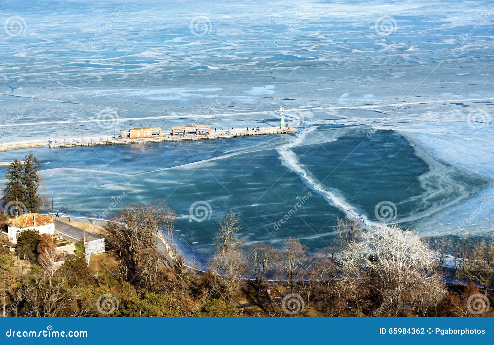 Landscape of Lake Balaton in Winter Time Stock Photo - Image of frozen ...