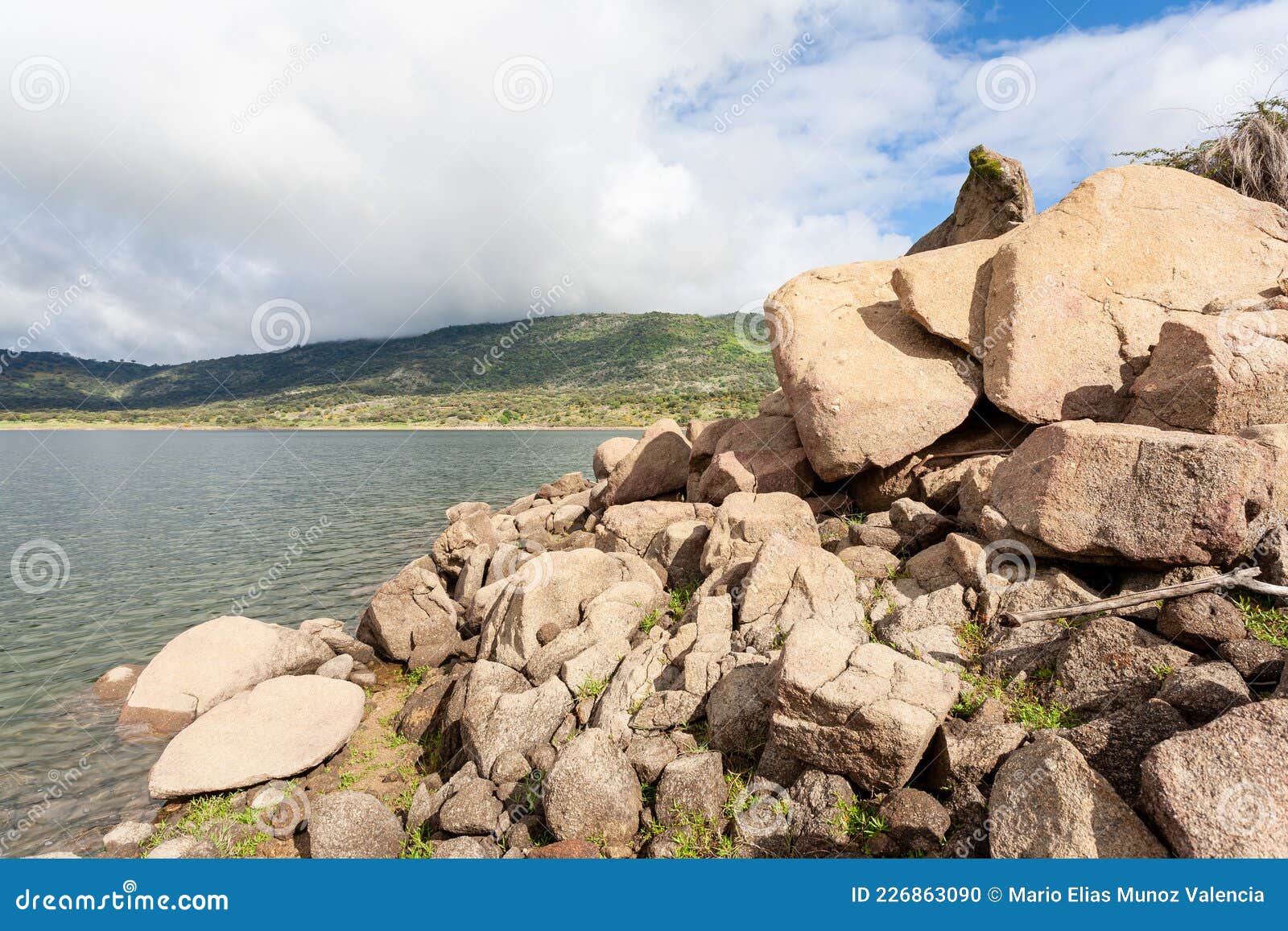 Landscape of a Lake with a Close-up of Granite Rocks Stock Photo ...