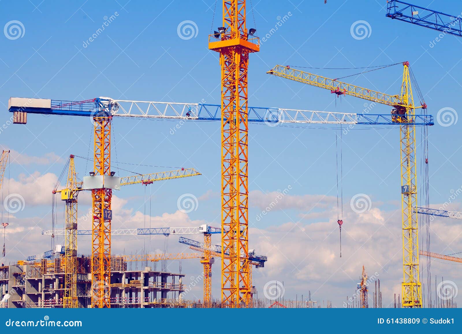 Landscape of Large Building with Tower Cranes Stock Image - Image of ...
