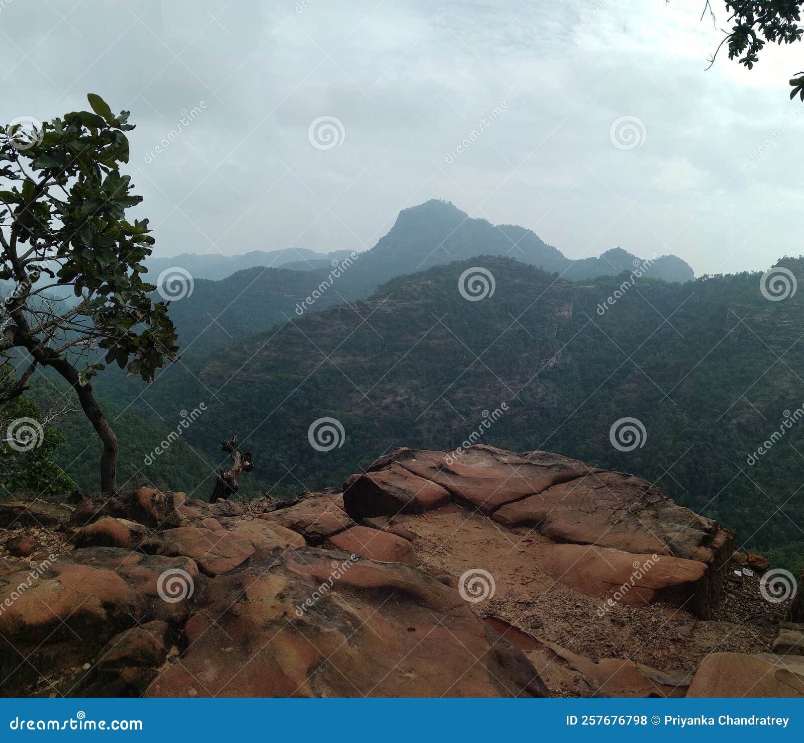 Landscape of Layers of Mountains and Rocks in Front. Stock Photo ...