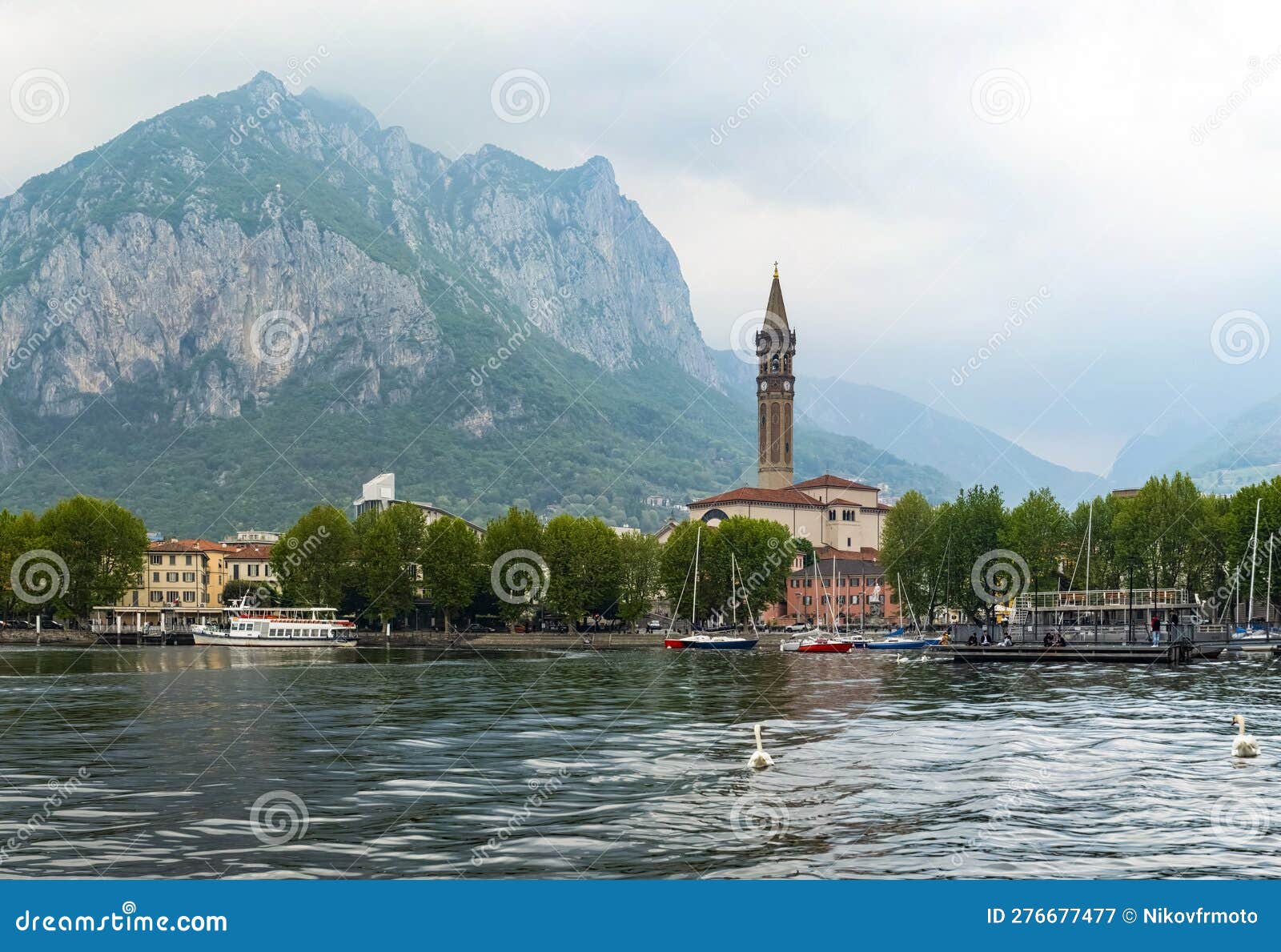 Landscape of Lecco from the Lake Stock Image - Image of nature, lago ...