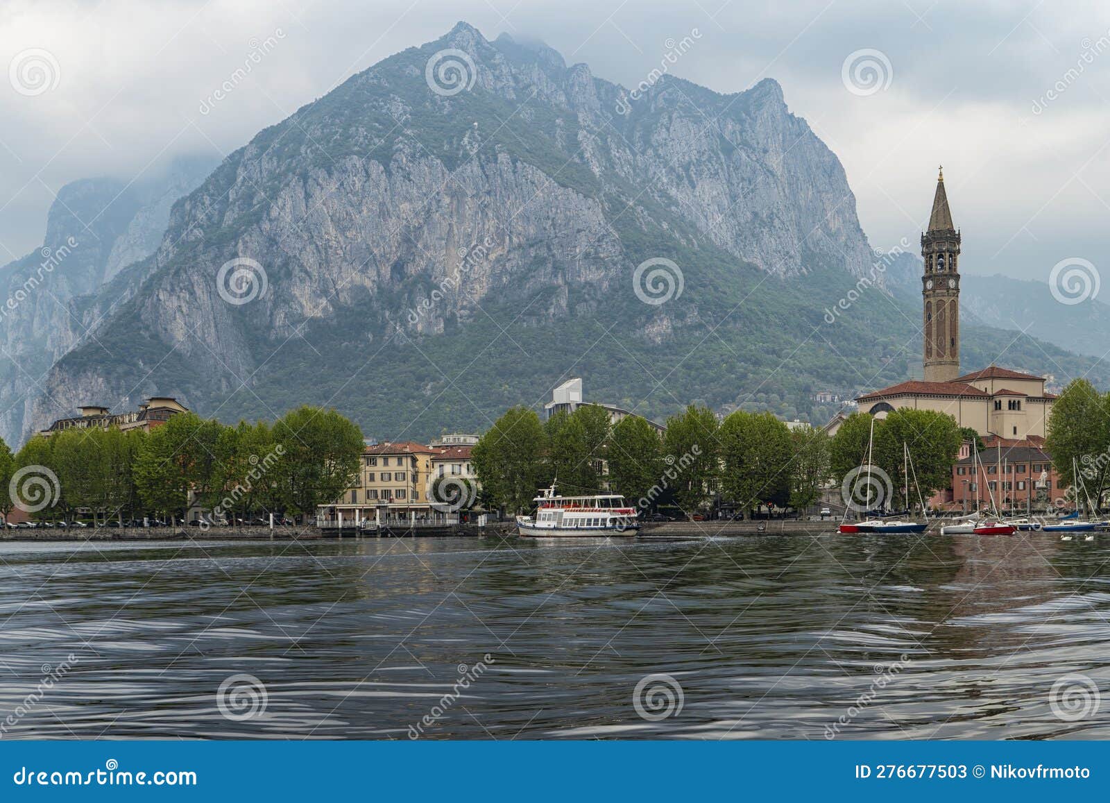 Landscape of Lecco from the Lake Stock Image - Image of panorama, mount ...