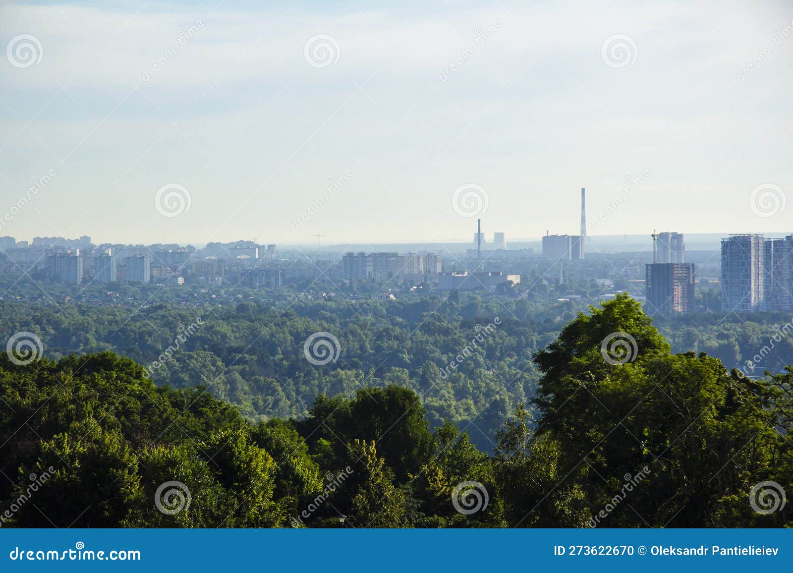 Landscape of Left-bank Kyiv Across the Dnieper from Afar Stock Photo ...
