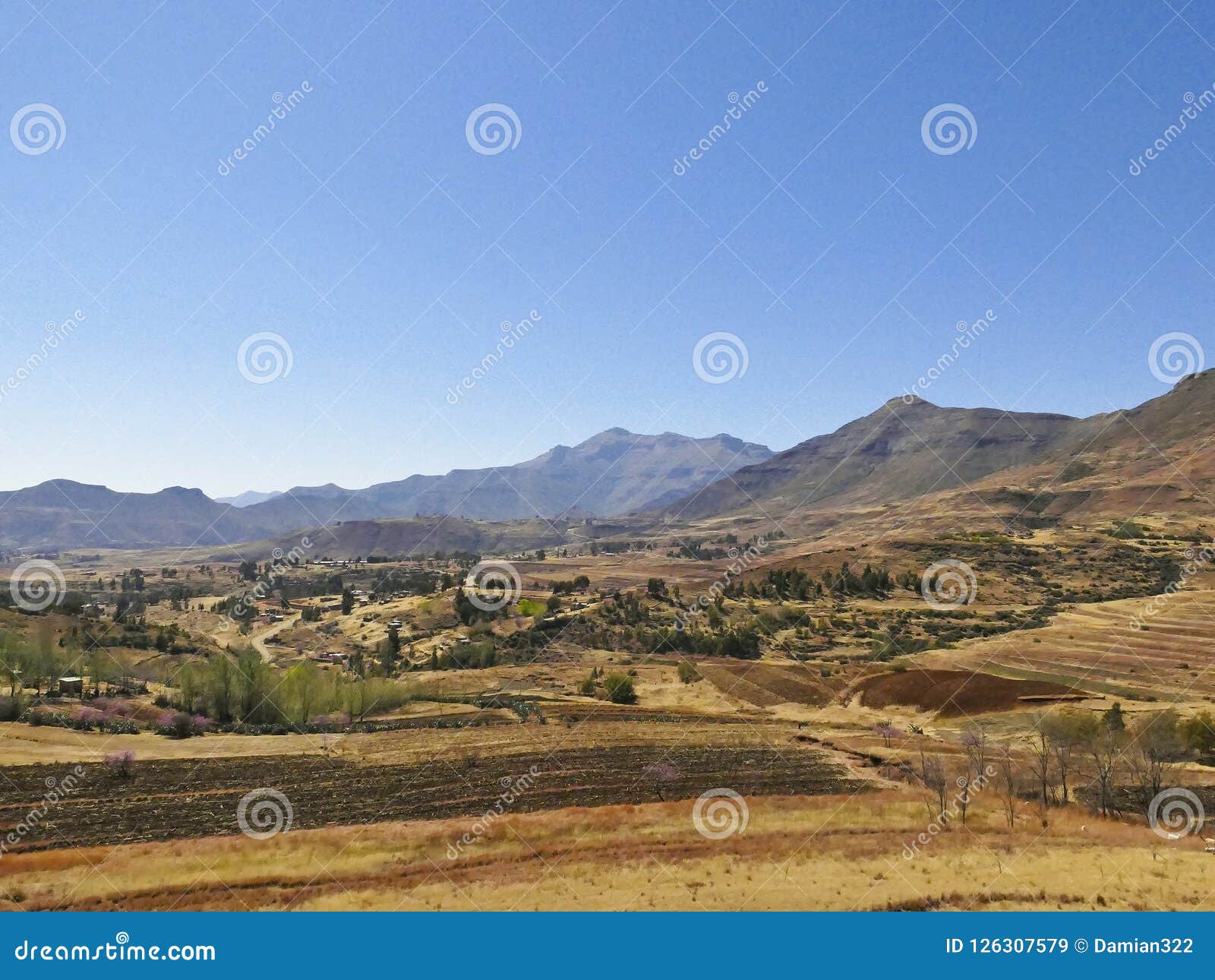 The landscape of Lesotho stock image. Image of nature - 126307579