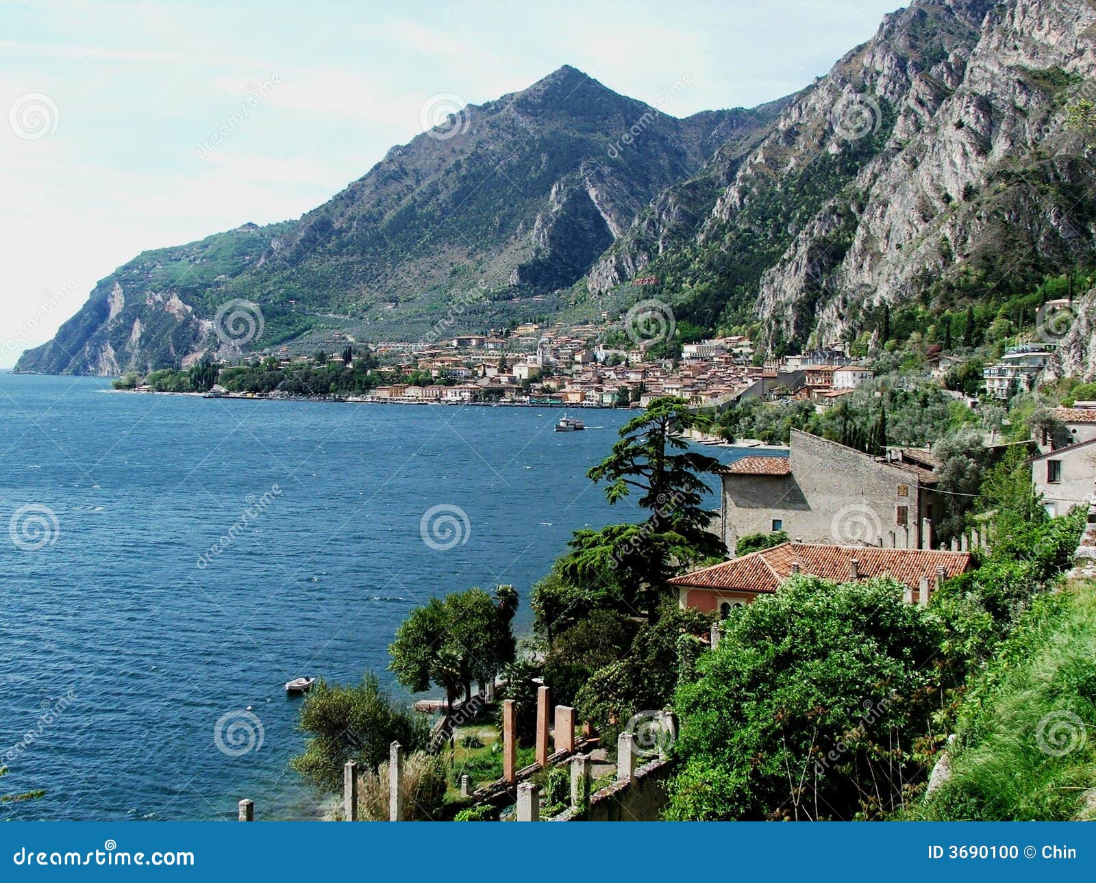Landscape of Limone stock photo. Image of water, summer - 3690100