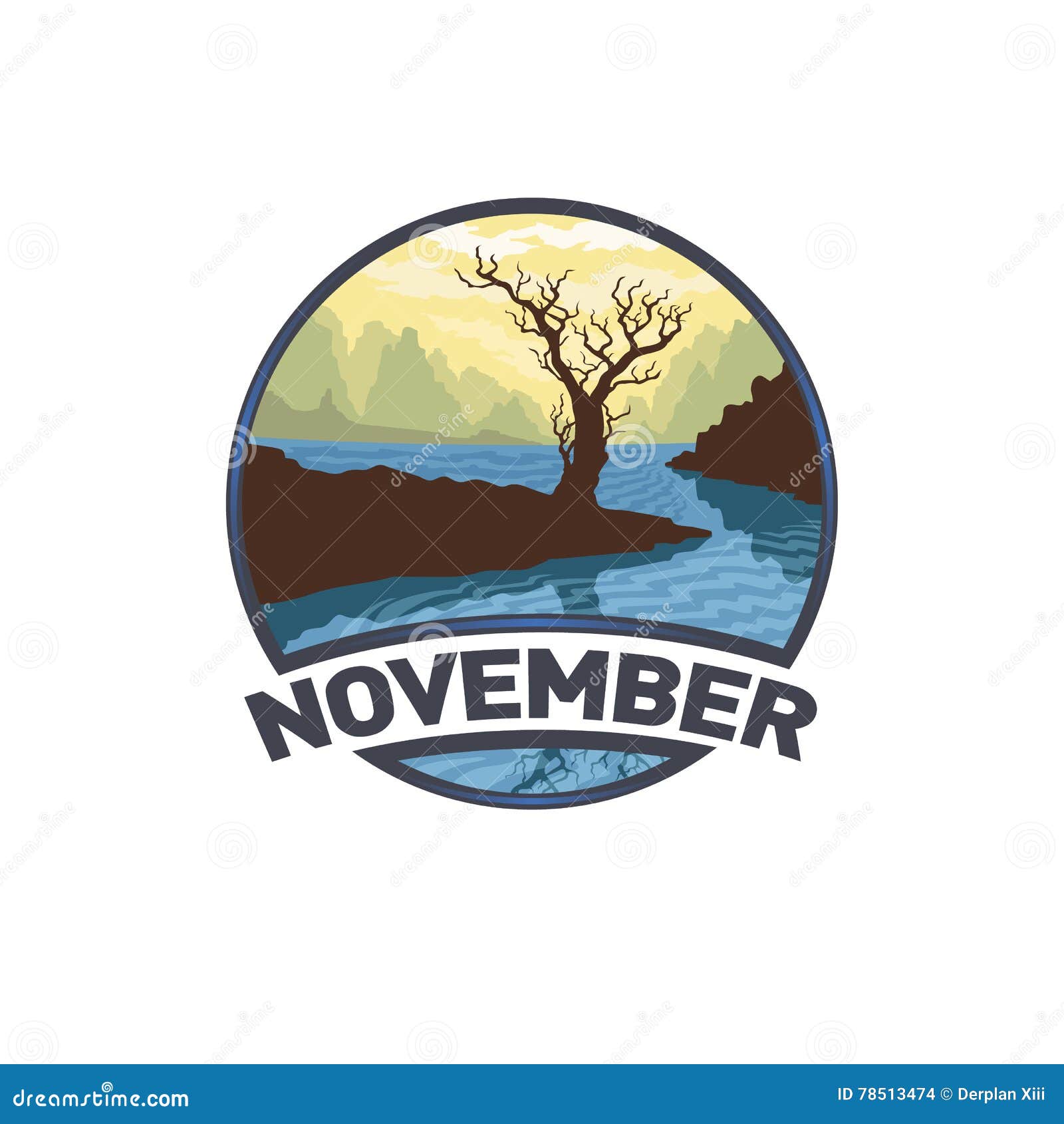 Landscape Logo Month November Stock Vector - Illustration of golden ... Landscape Logo Month November Stock Vector - Illustration of golden ...