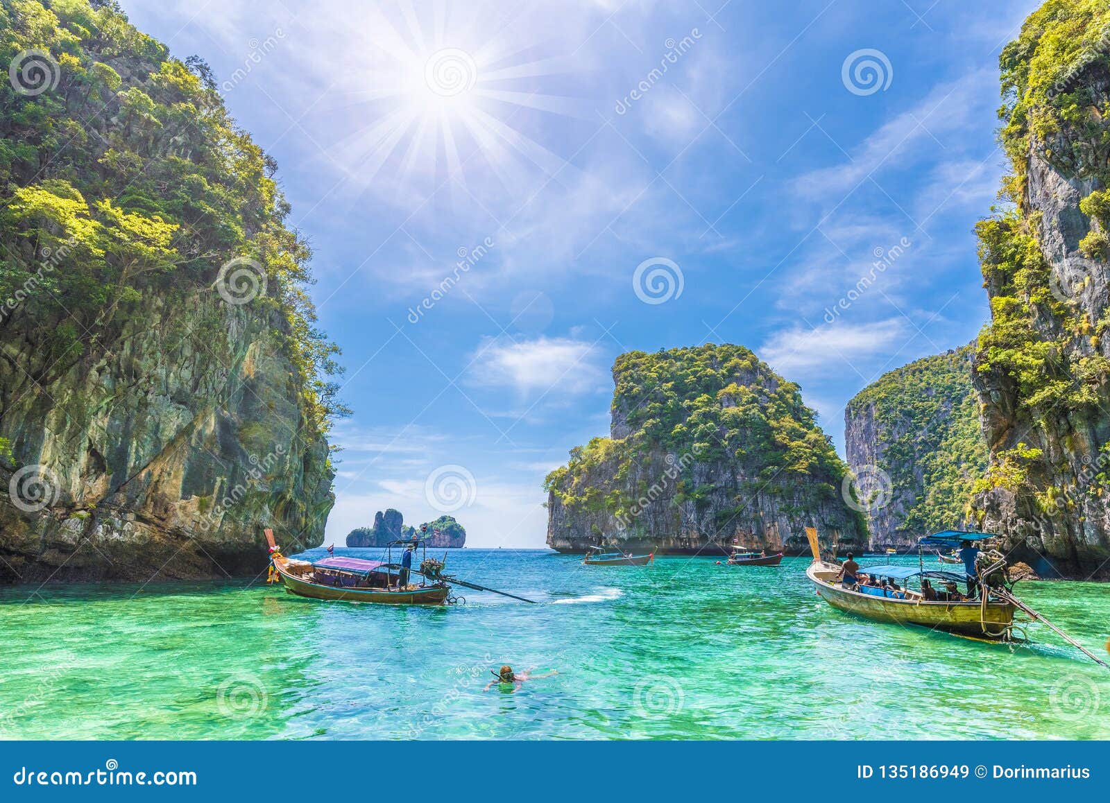 View Of Loh Samah Bay Blue Lagoon Is Snorkeling Point At Phi Phi Island ...