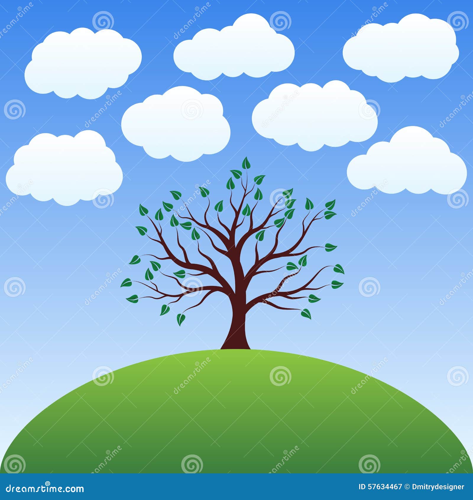Landscape - Lonely tree stock vector. Illustration of leaf - 57634467