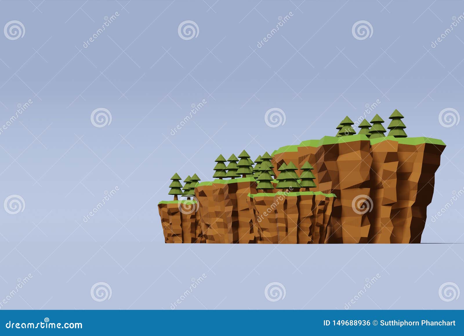 Landscape Low Poly 3D Rendering Background Mountain Adventure Relax ...