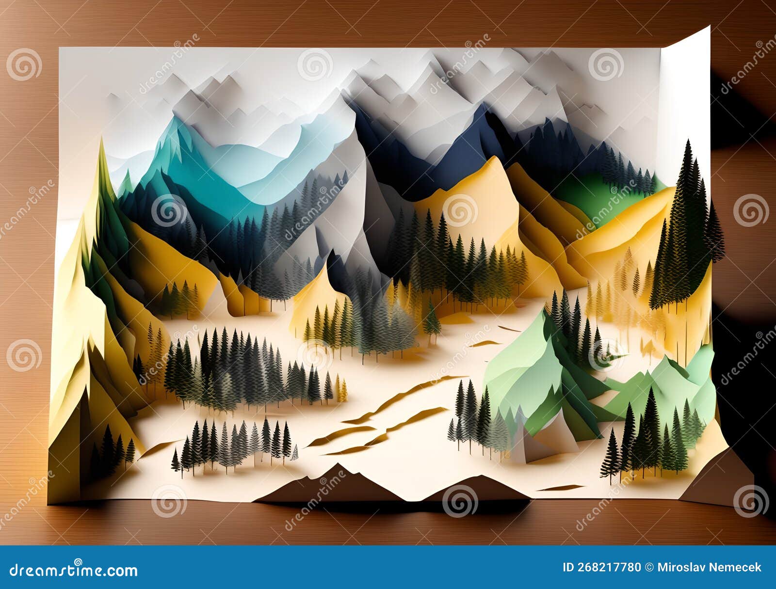 Landscape Made of Paper, Generative AI Illustration Stock Illustration ...