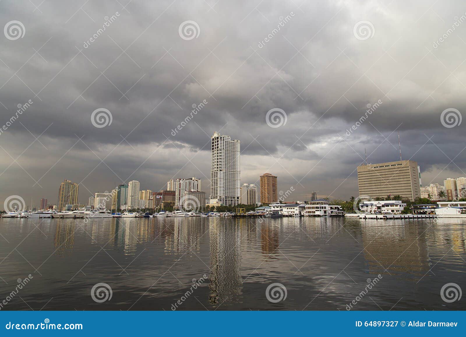 The Landscape of Manila Bay Stock Image - Image of landscape, boats ...