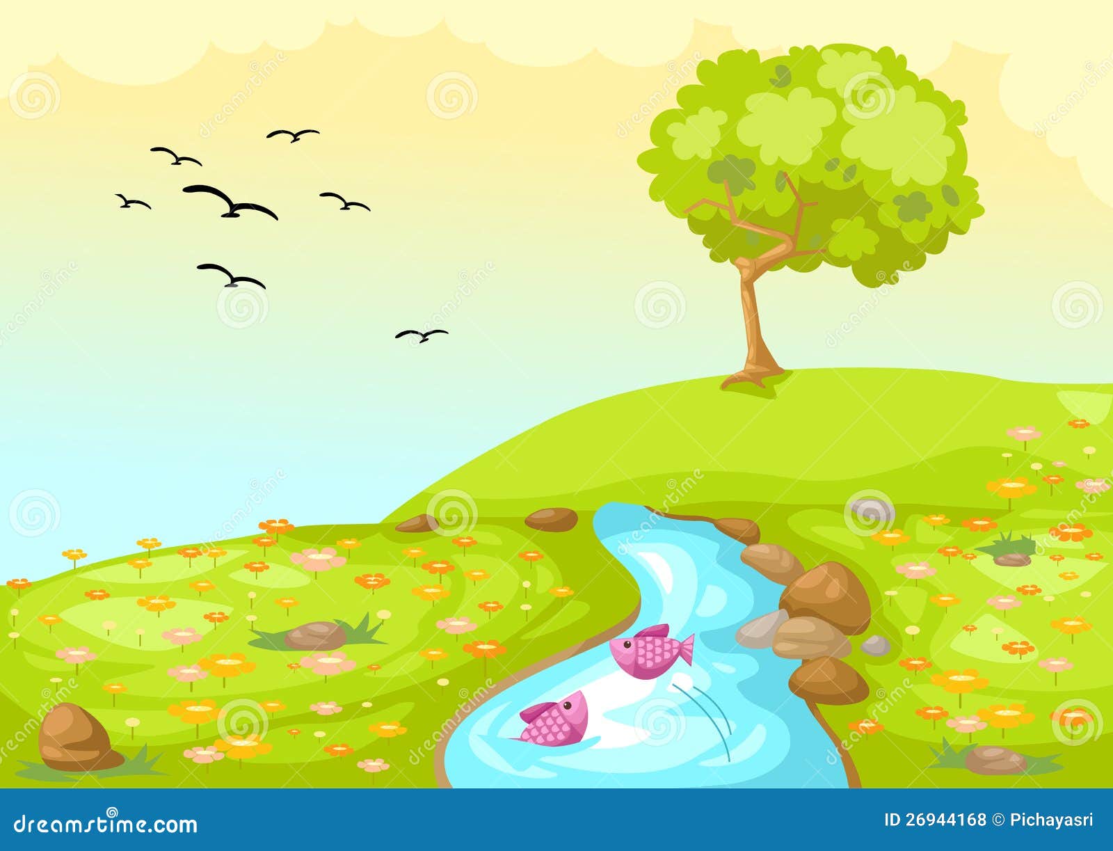Landscape meadow stock vector. Illustration of drawing - 26944168