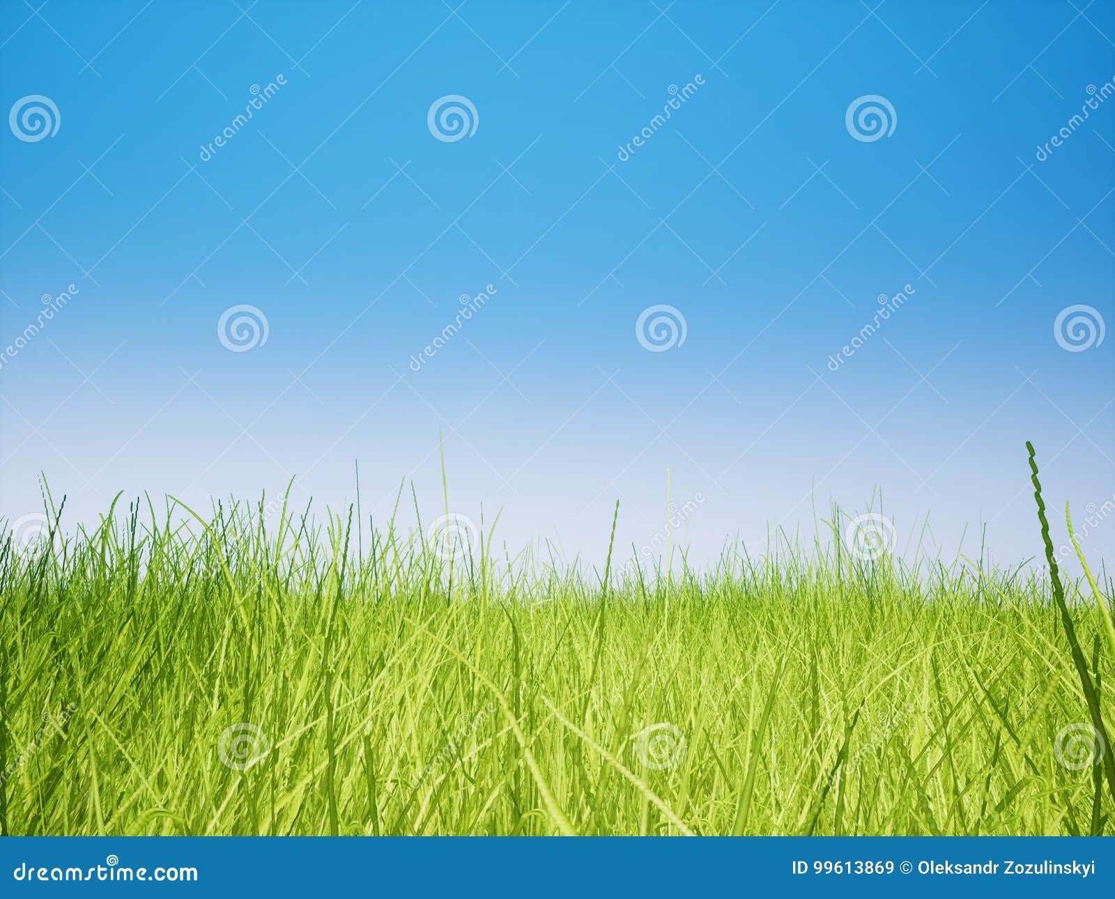 Landscape Meadow Grass Field 3D Render Stock Illustration ...