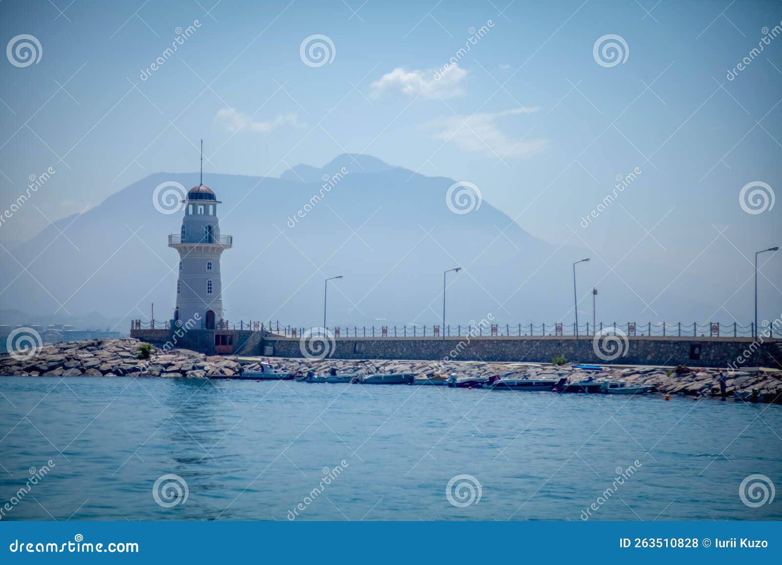 Landscape of Medieval Lighthouse in the Mediterranean Sea Stock Photo ...