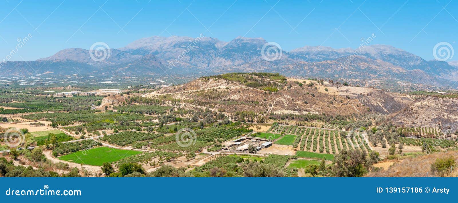 Landscape of Messara Plain. Crete, Greece Stock Photo - Image of cretan ...