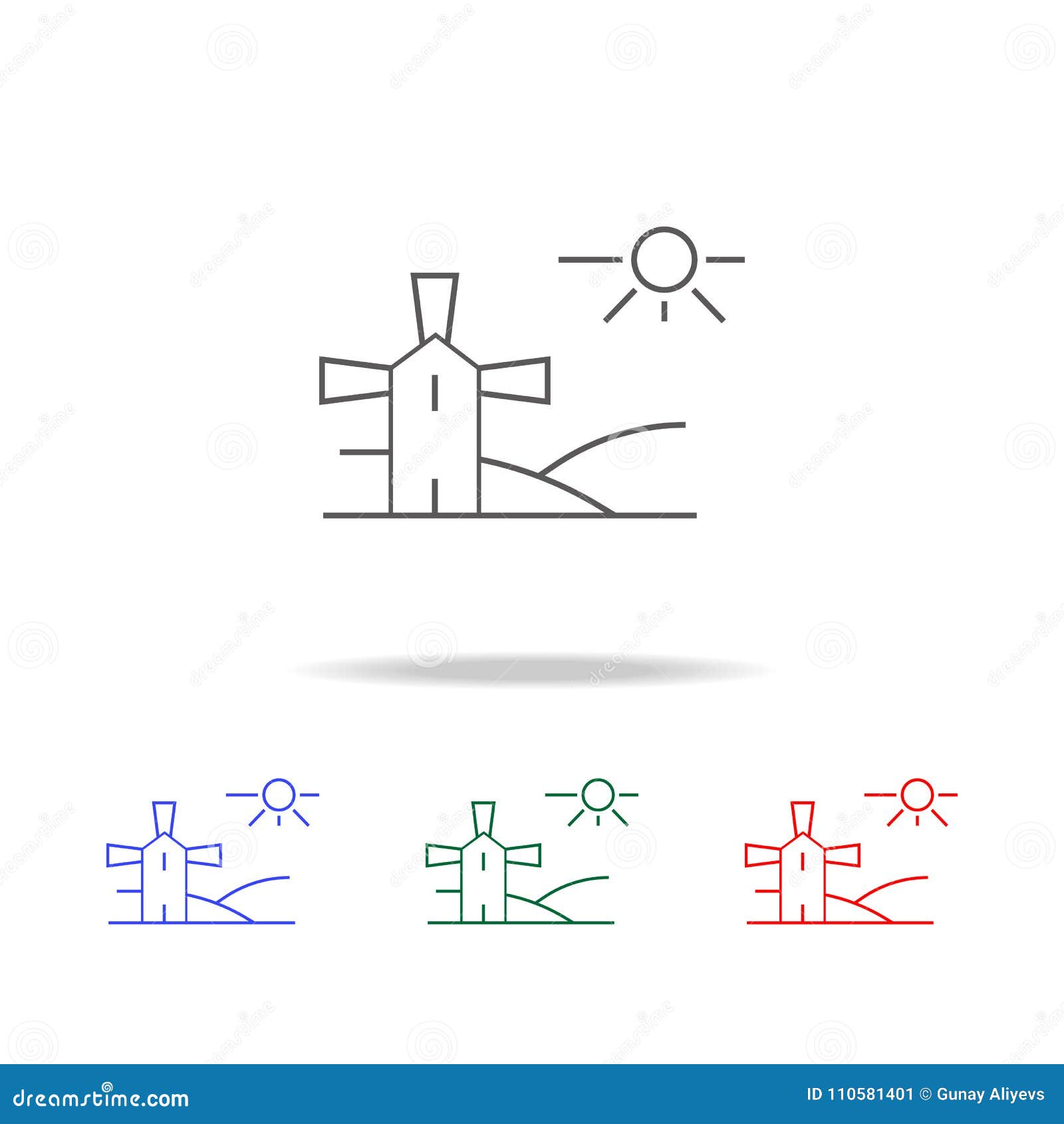 Landscape with a Mill Icon. Elements in Multi Colored Icons for Mobile ...