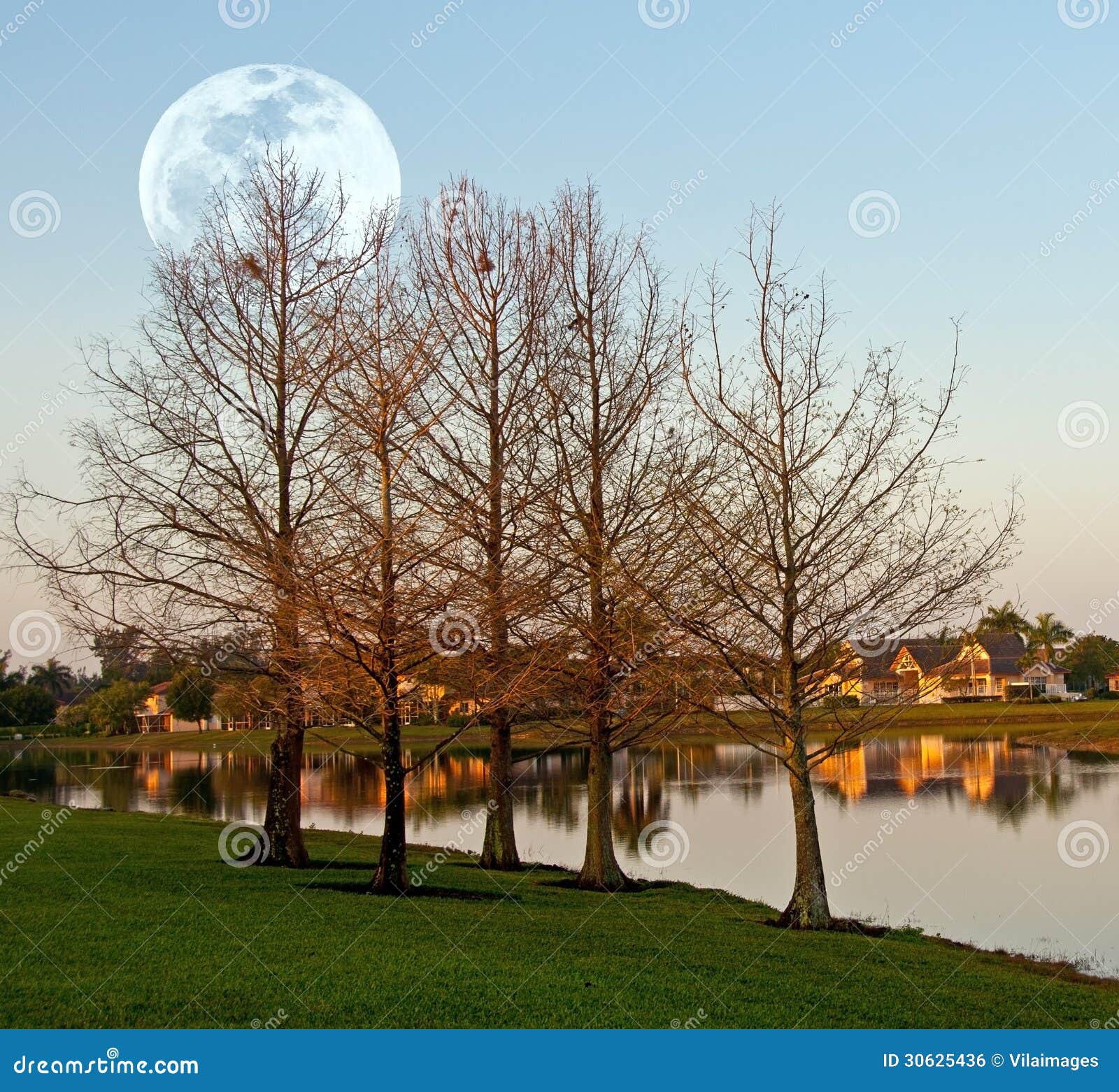 Landscape with moon stock photo. Image of horizon, scene - 30625436