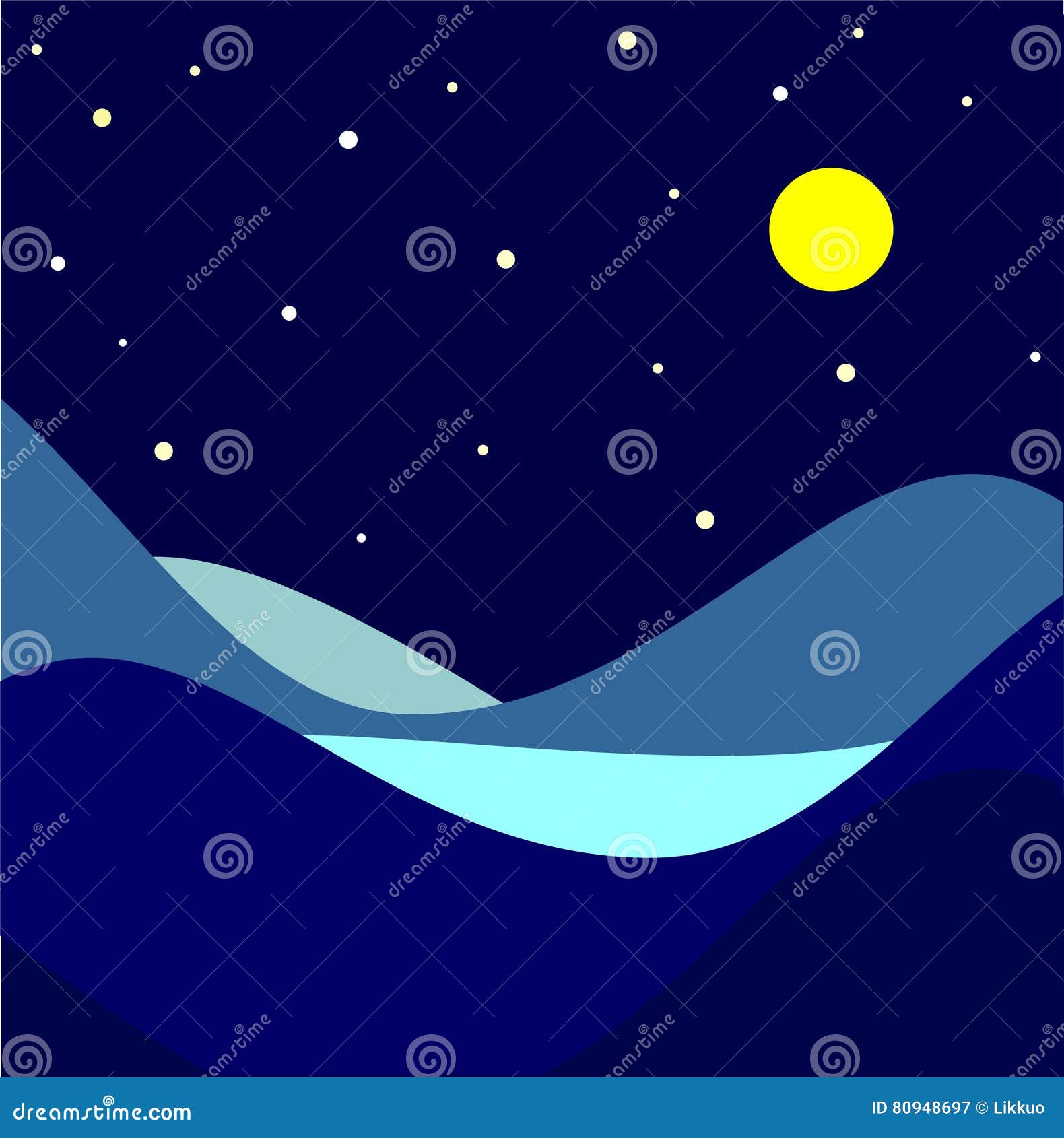 Moonlight and Stars Over Landscape Stock Vector - Illustration of ...